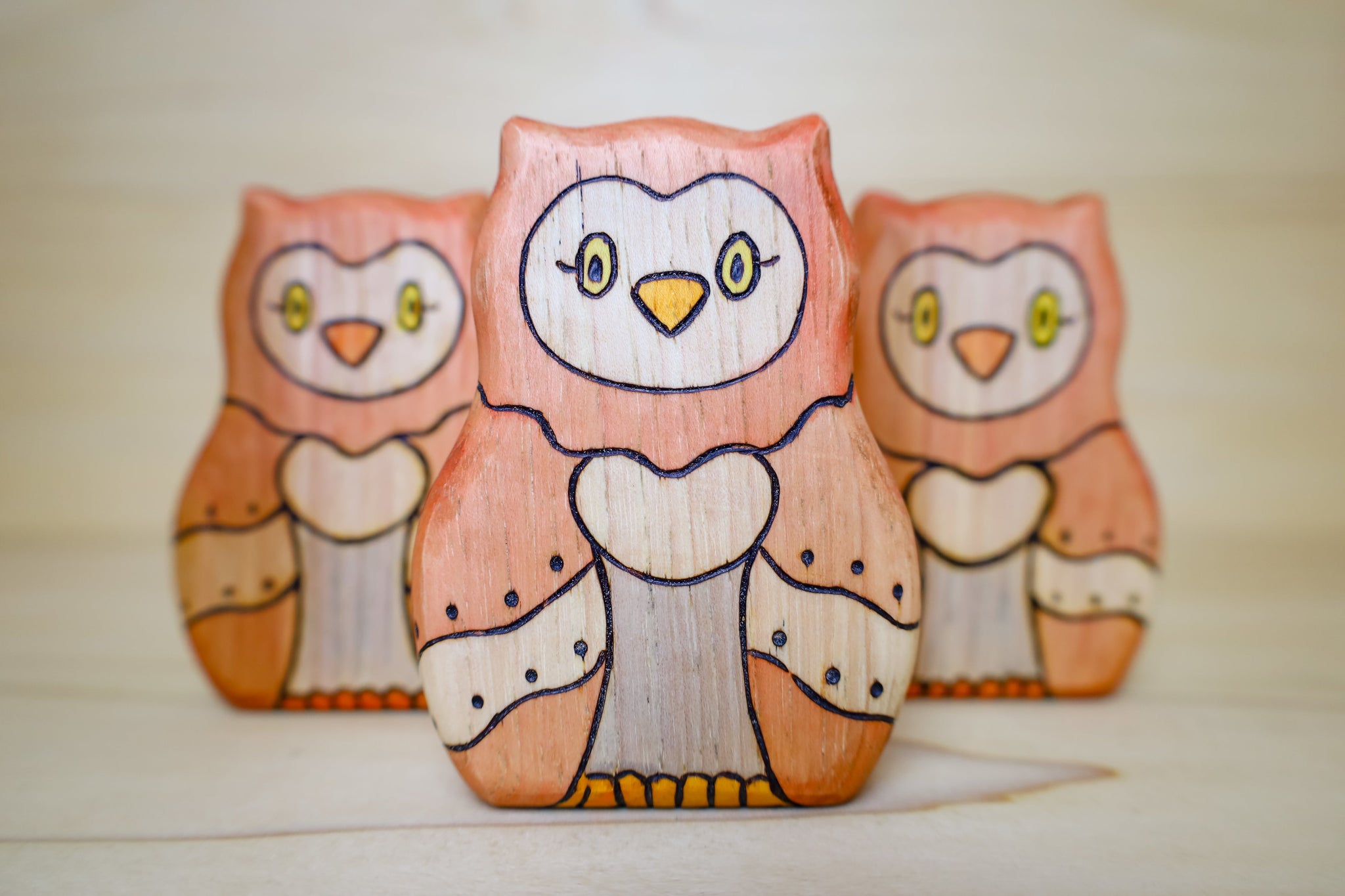 Sweet Potato Village Wooden Horned Owl Toy - Cute Figurine