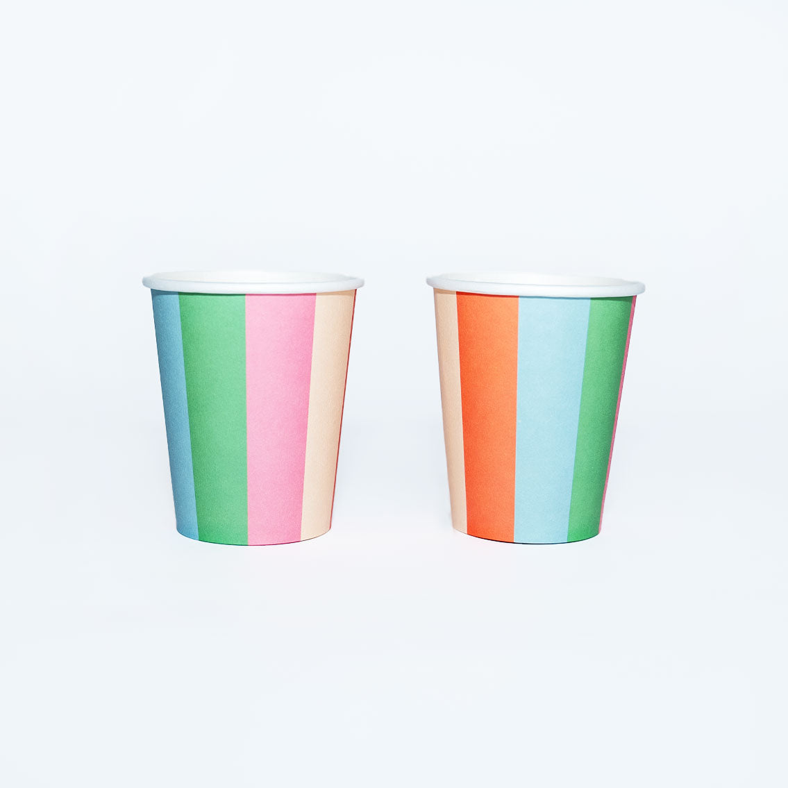 Pastel Striped Paper Cups (x12) – Multicolor – POP Party Supplies