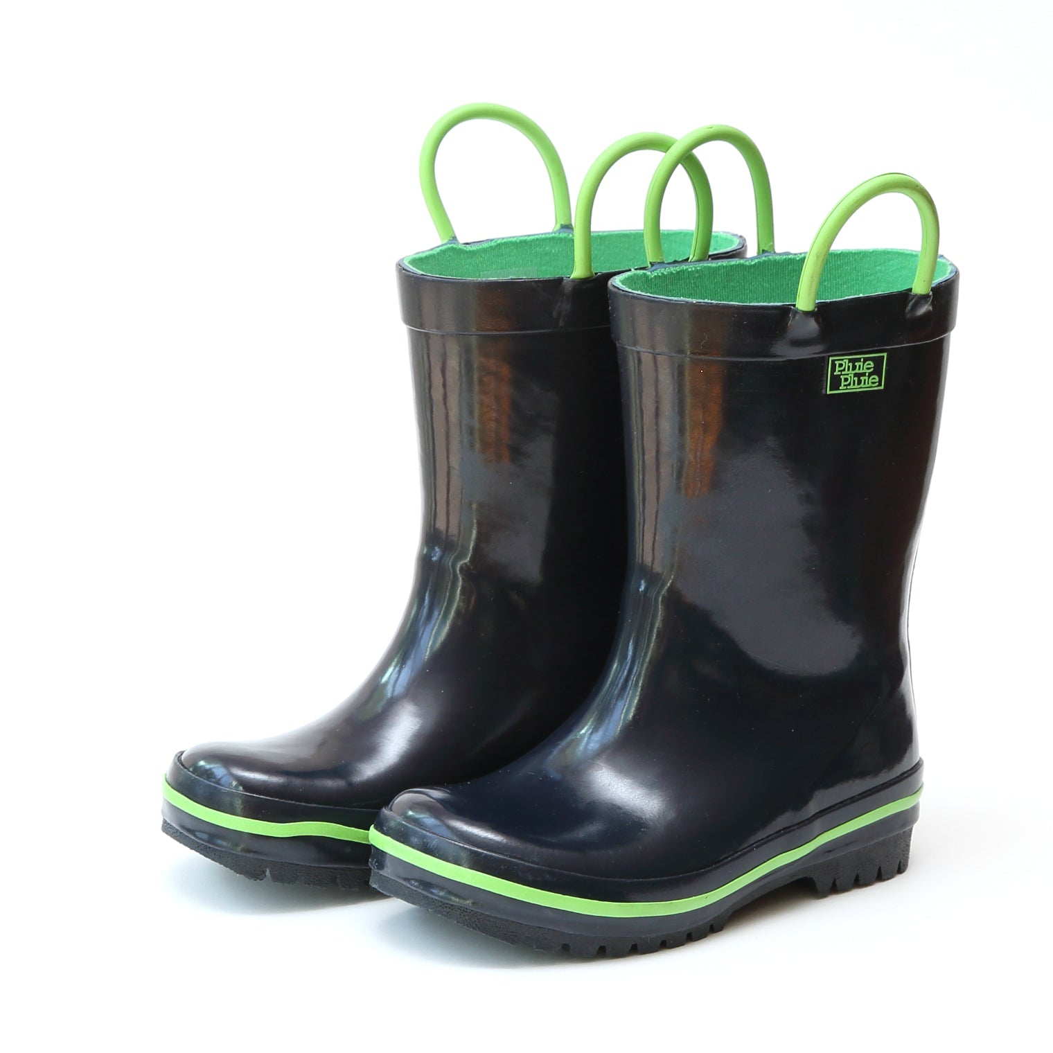 Pluie Pluie Solid Navy Rain Boot with Green Accent