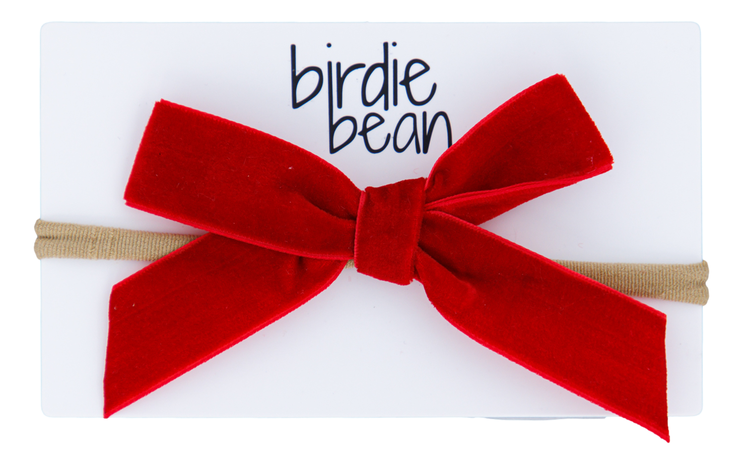 Birdie Bean Baby Headband – Red Velvet Bow, Soft Elastic