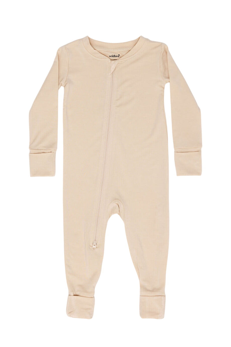 WildBird Footless Pajamas – Sparrow Cloudblend™, Beige, Long Sleeve