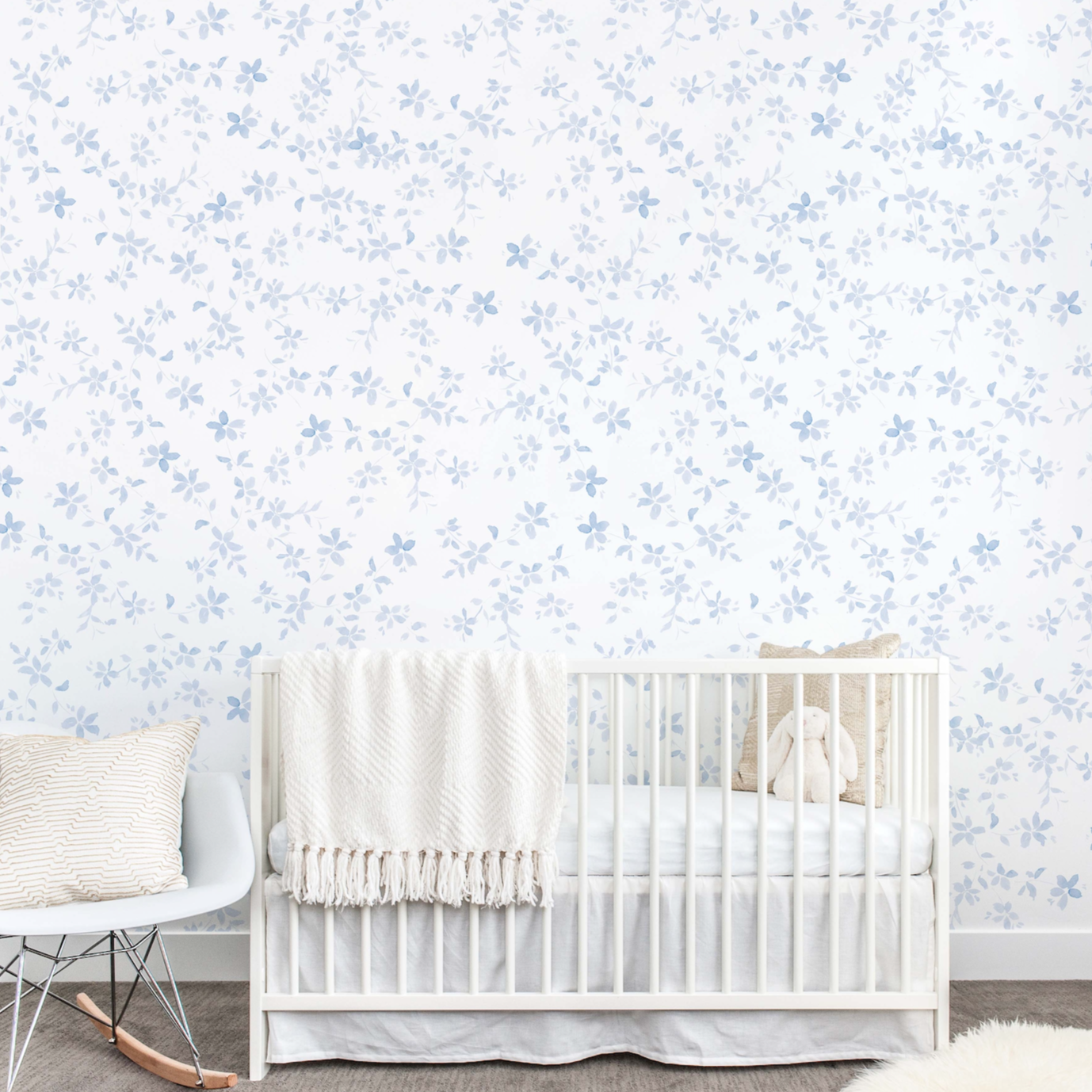 Ida Baby Wallpaper – Blue Floral Print by Sarah Gross | Loomwell Home Goods