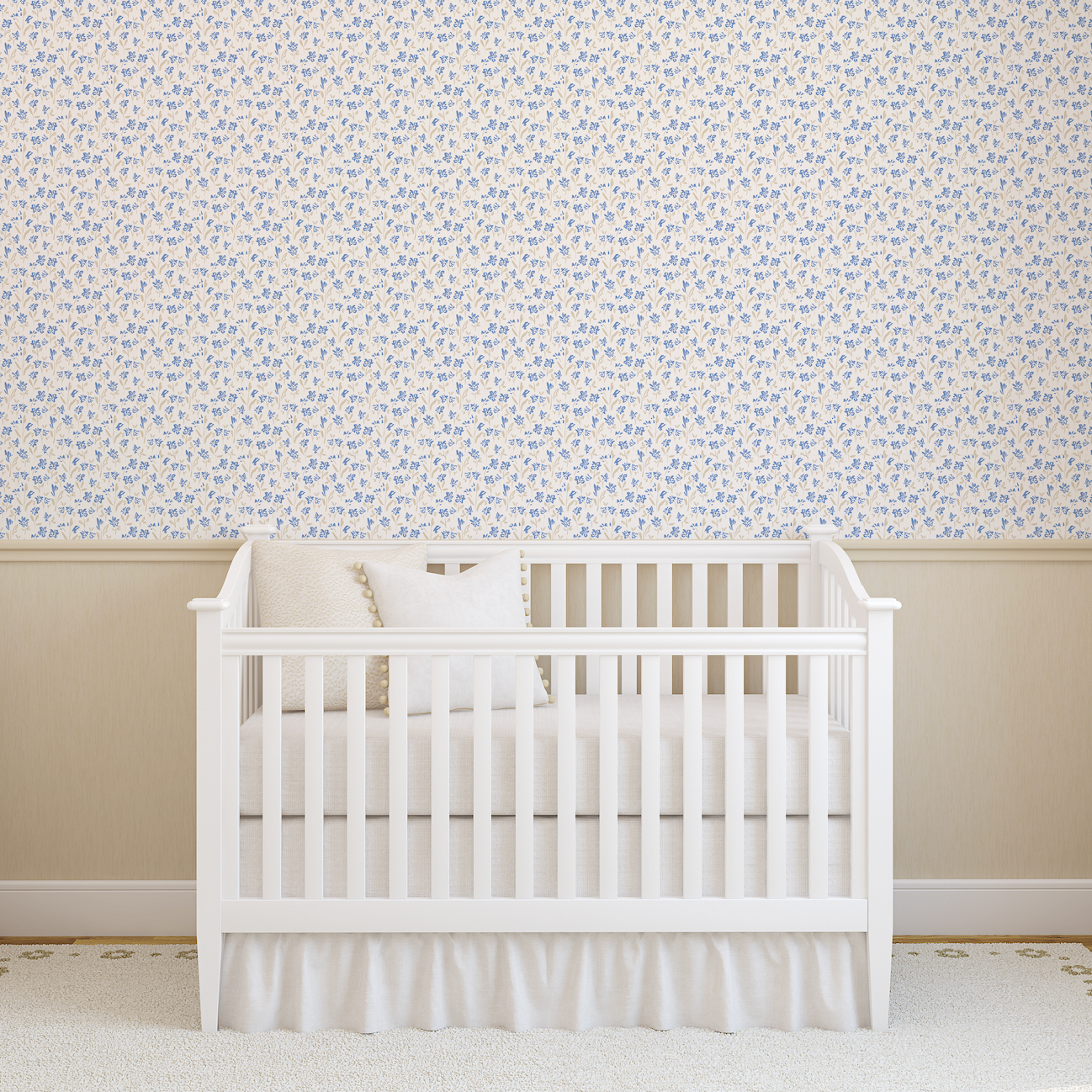 Romie Wallpaper | Blue Floral Print by Loomwell Home Goods