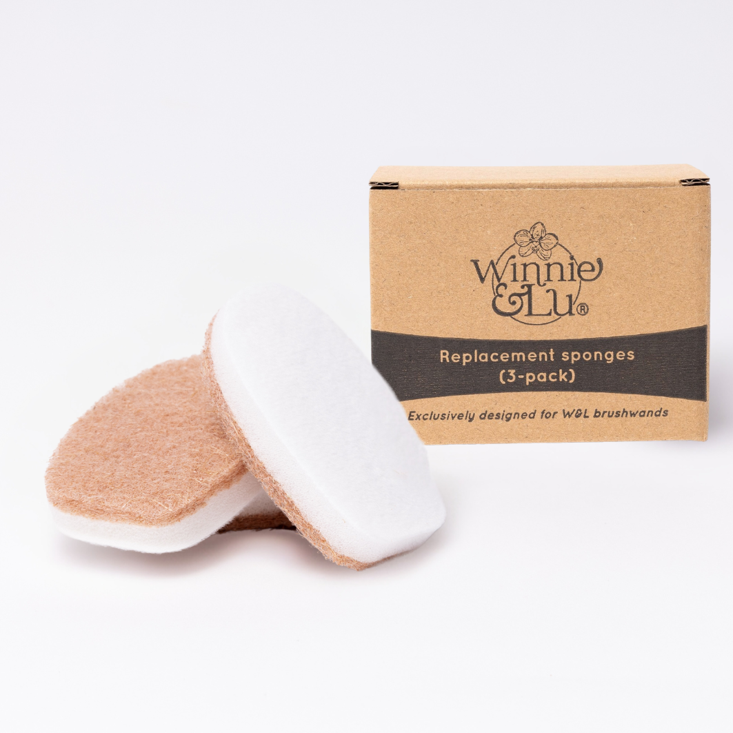 Replacement Brush Sponges 3-Pack, White & Tan – Winnie & Lu