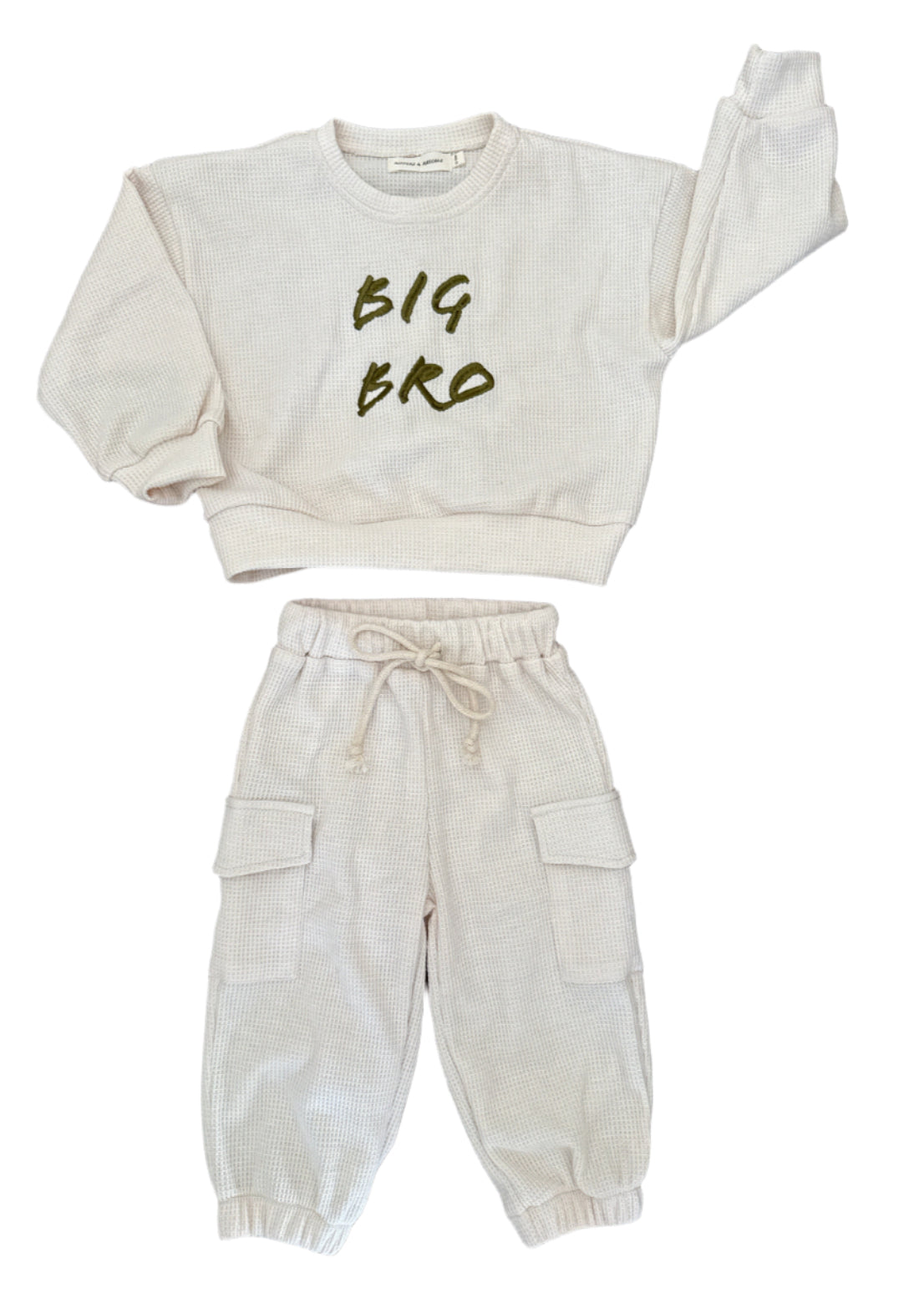 Toddler Jogger Set - Cream Waffle Big Bro - Rippers & Rascals