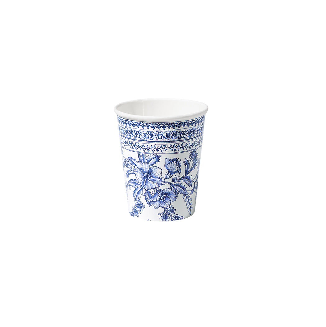 Coterie French Toile Paper Cups – Blue Floral Print, 10 Pack