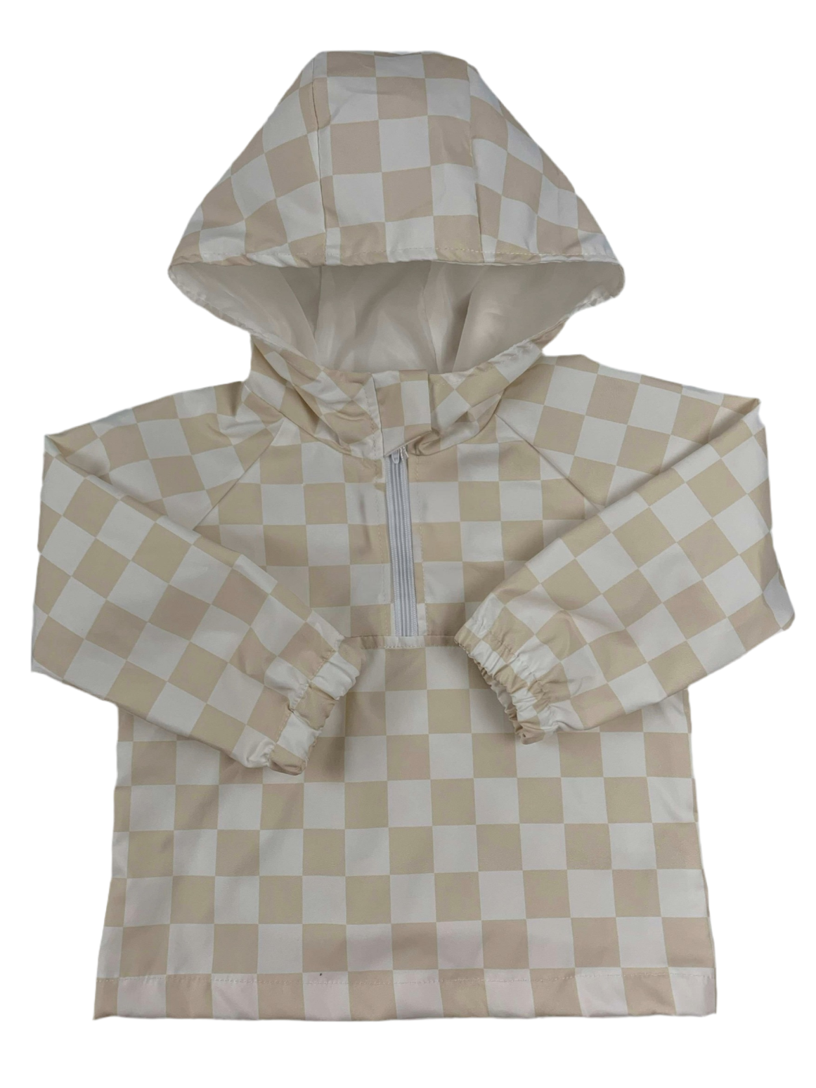 Toddler Raincoat - Beige Check Hooded, Zip – Rippers & Rascals