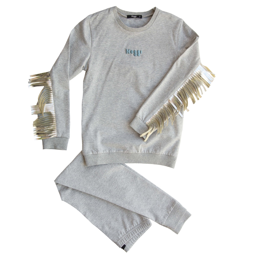 Boys Loungewear Set – Grey Sweatshirt with Fringe | NoggiWear
