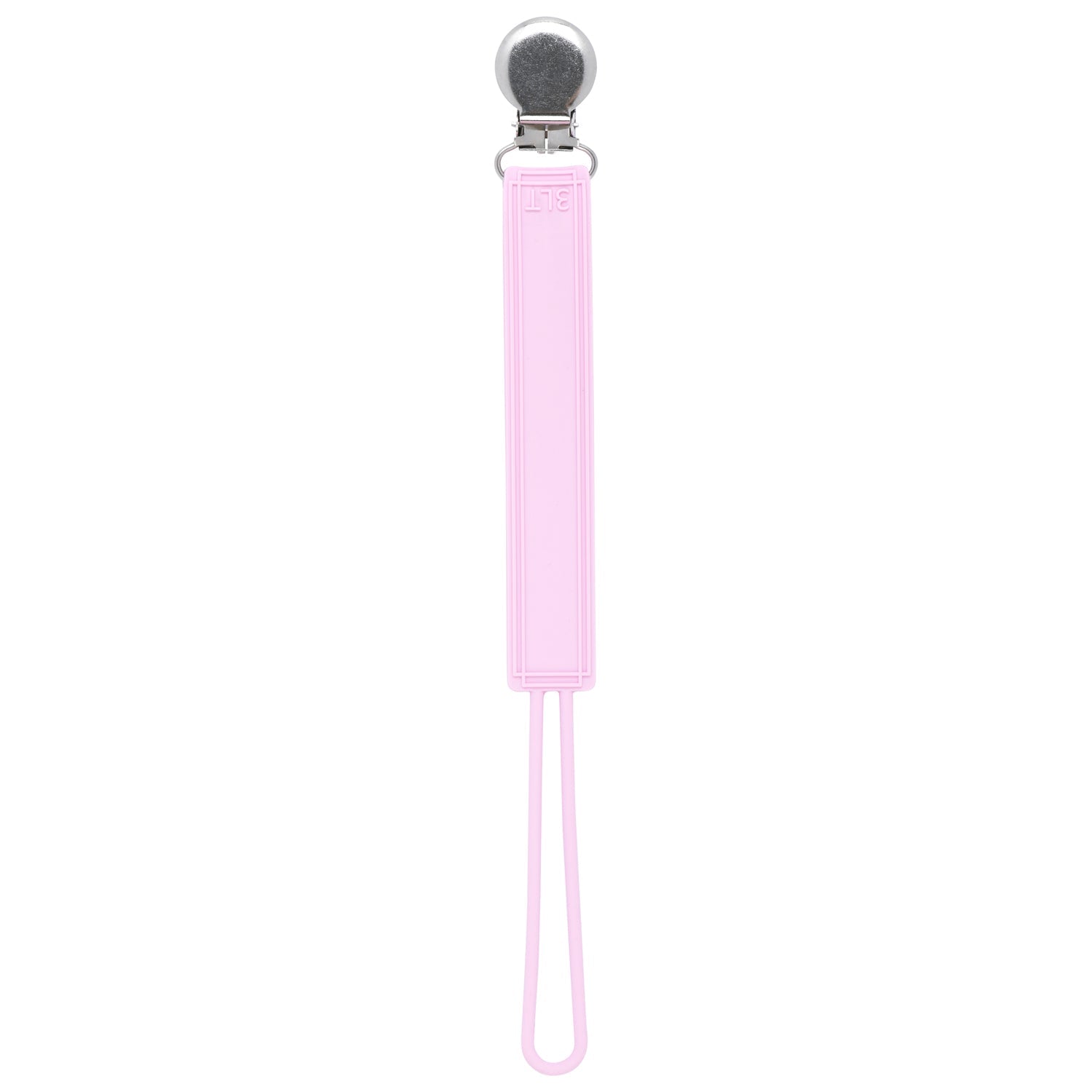 Silicone Pacifier Clip – Baby Pink, Metal – Three Little Tots