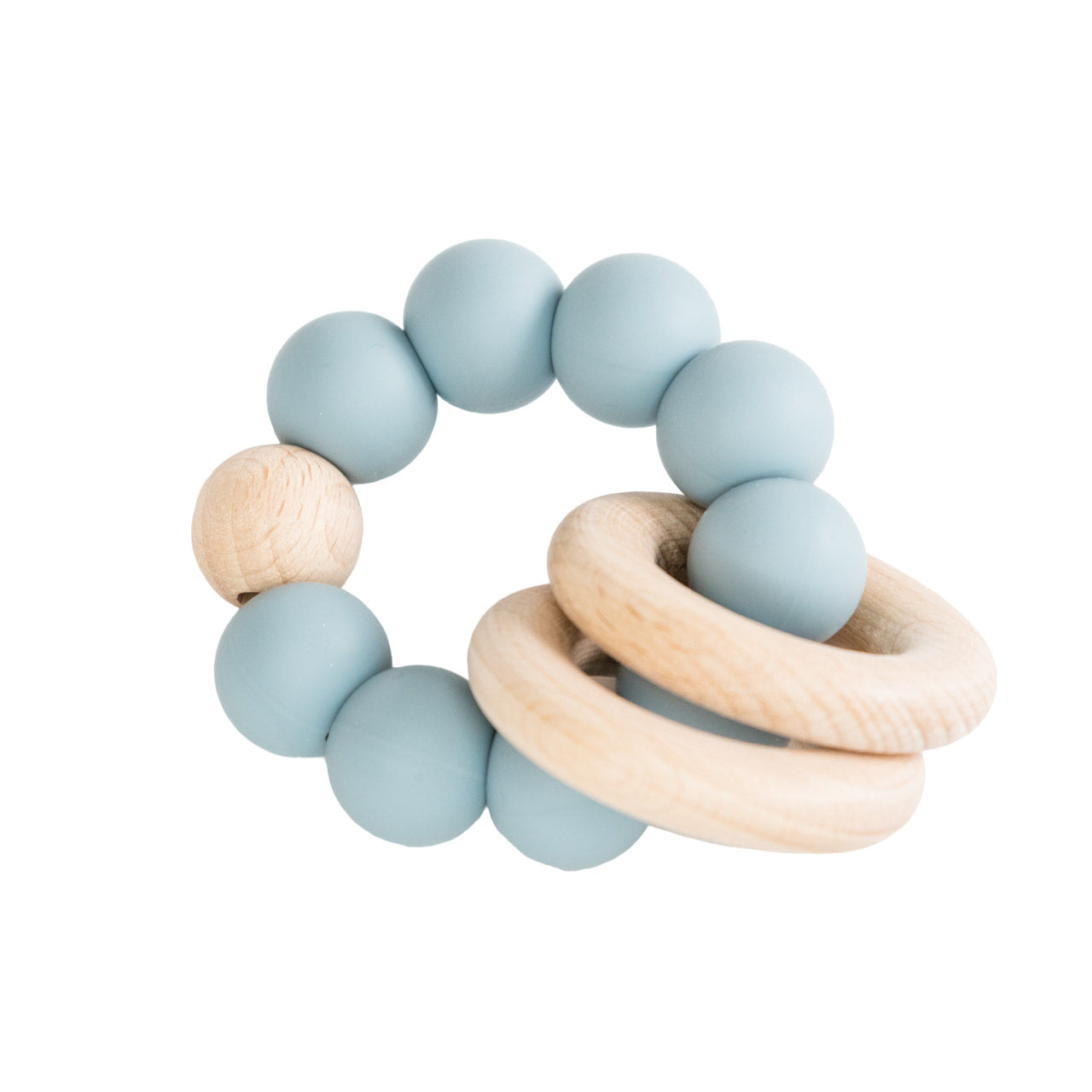 Teething Ring – Duck Egg Blue Silicone & Wood | Babeehive Goods