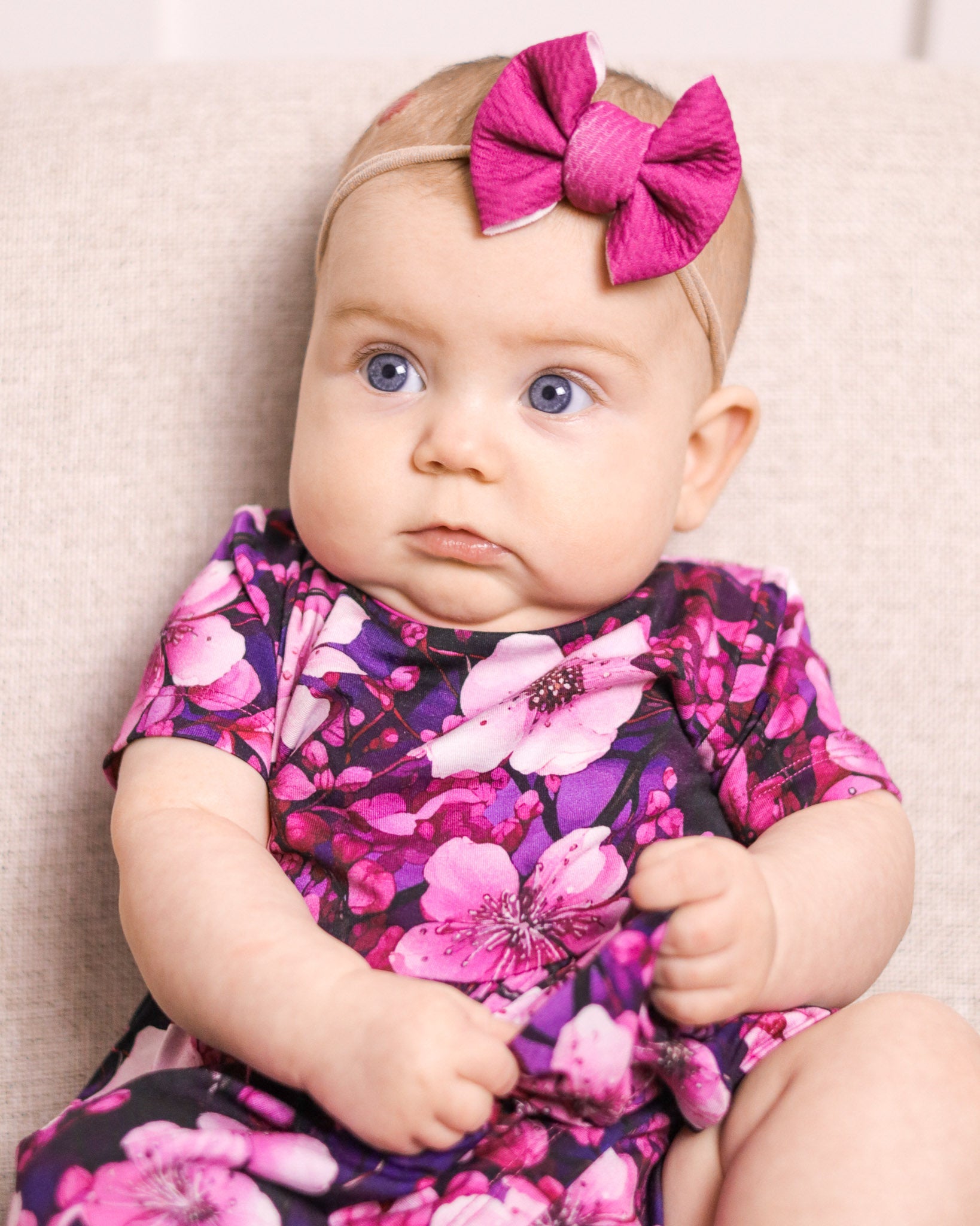 Little Popp Crew Mulberry Baby Girl Nylon Bow Headband
