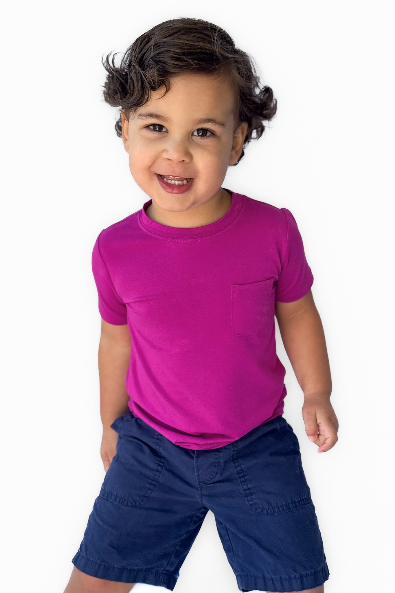 Little Popp Crew Mulberry Bamboo Kids Pocket T-shirt