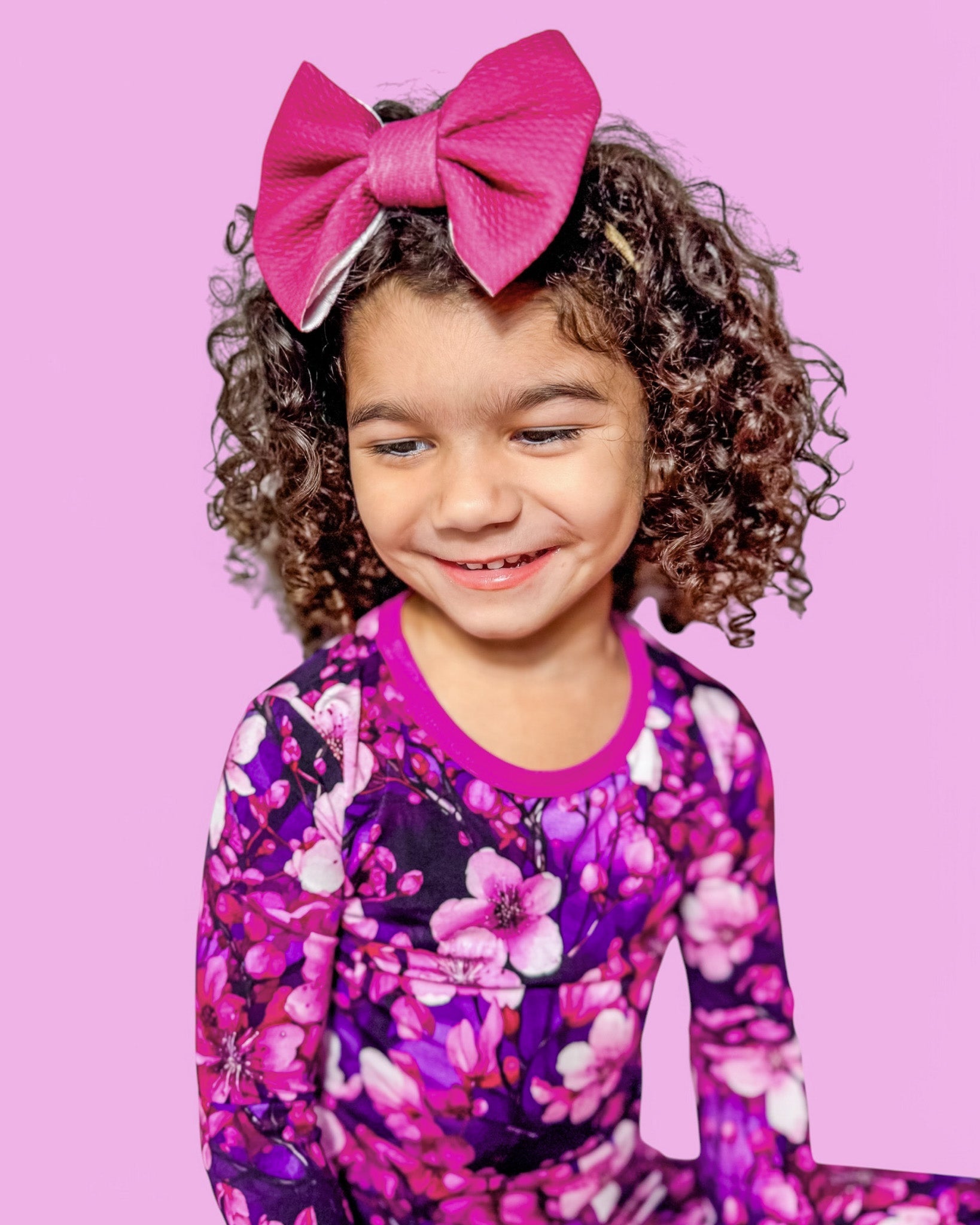 Little Popp Crew Pink Nylon Bow Hair Clip for Toddler Girls