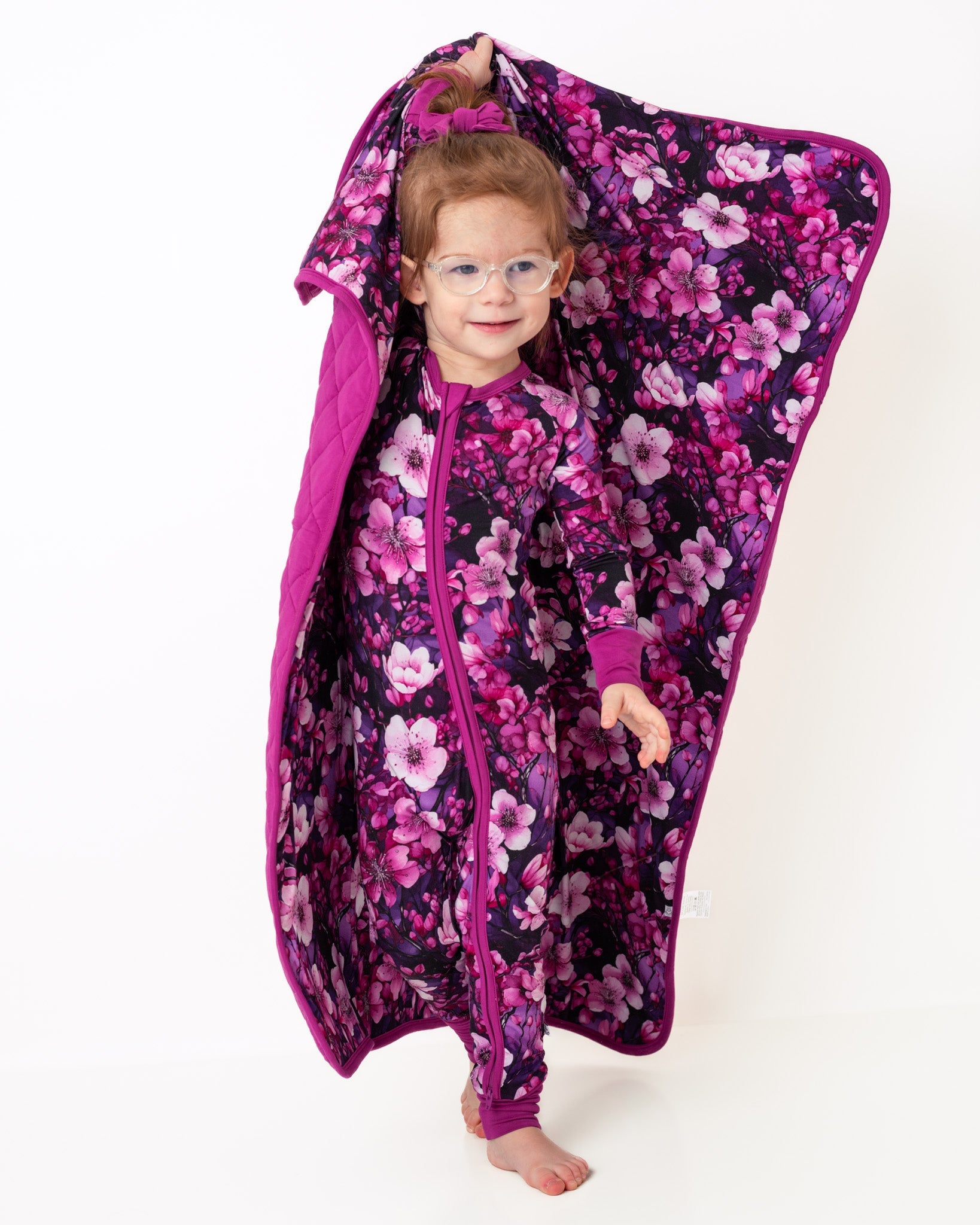 Mini Quilted Bamboo Baby Blanket – Cherry Blossom Print | Little Popp Crew