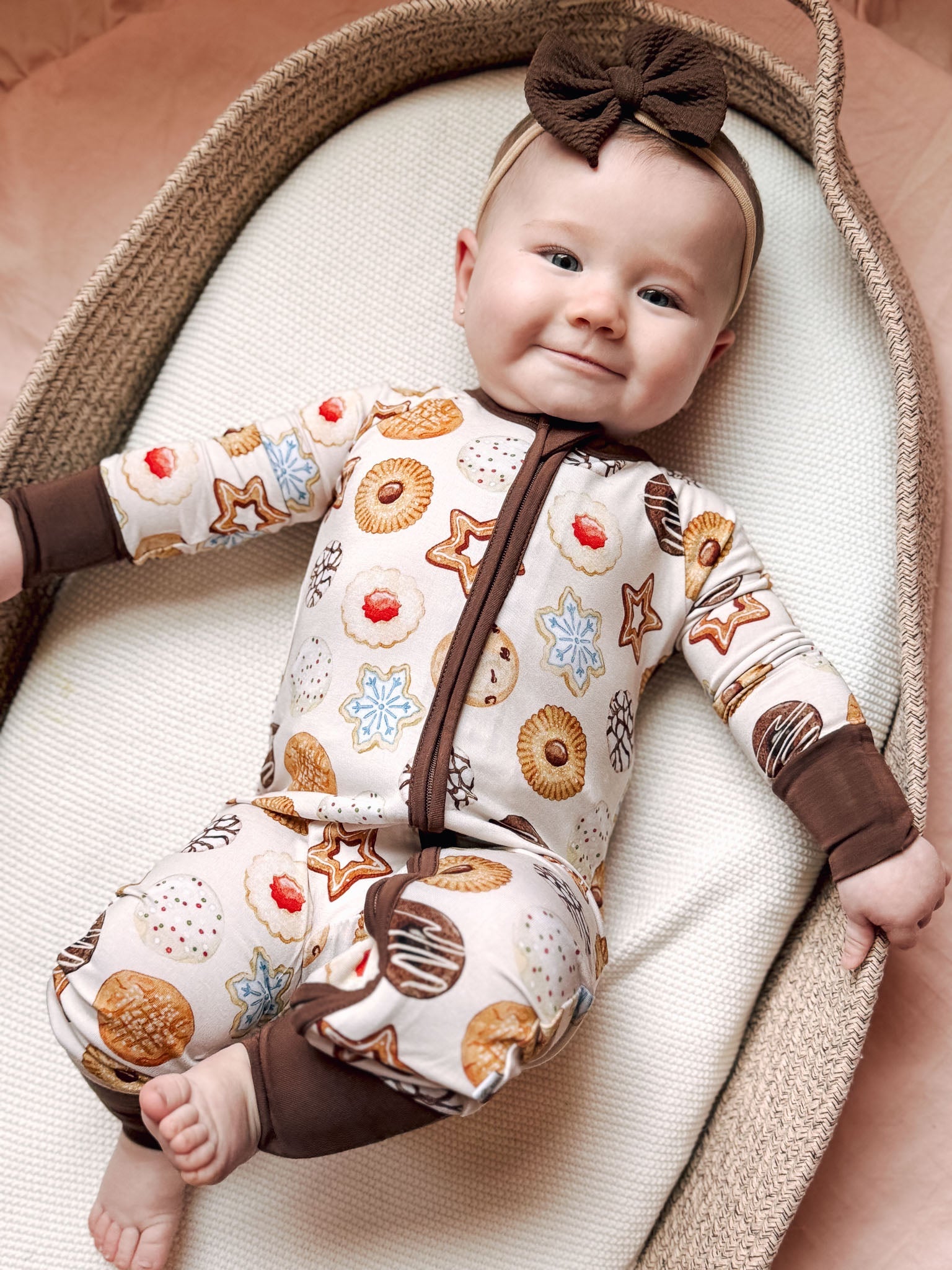 Baby Pajamas – Cookie Print, Convertible Bamboo Zipper | Little Popp Crew