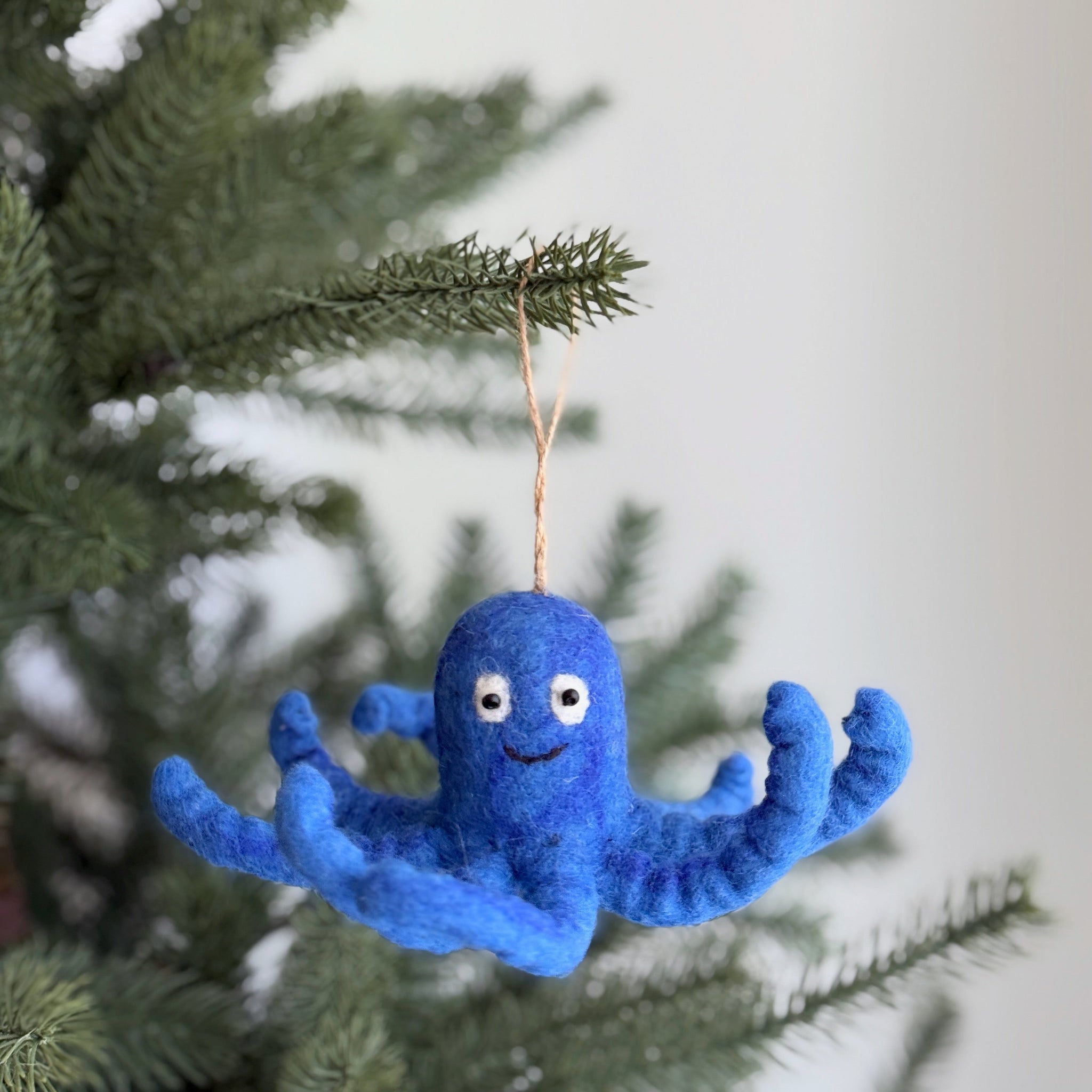 Blue Felt Octopus Tree Ornament – Hanging – Ganapati Crafts Co.