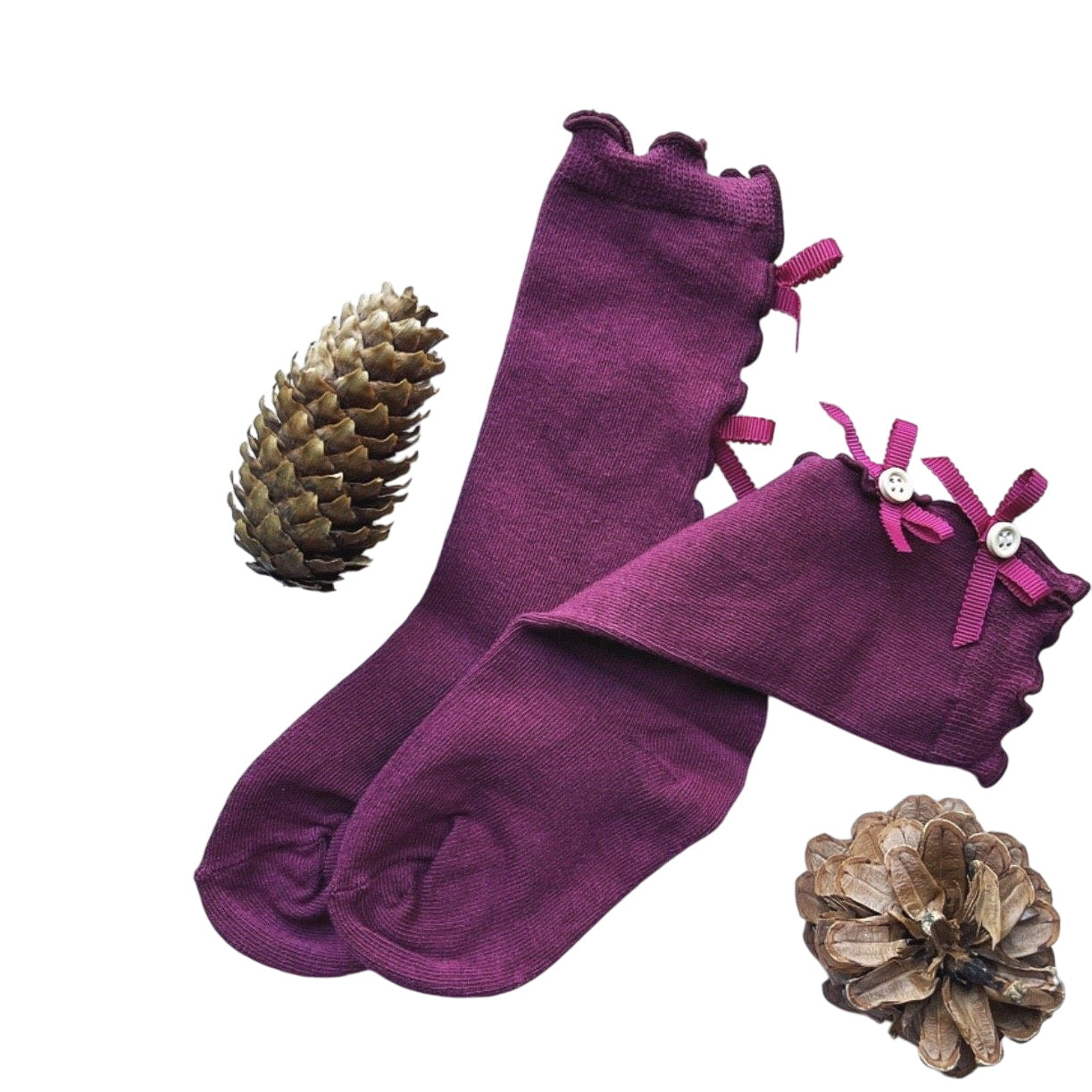 Just For Littles Burgundy Button Socks