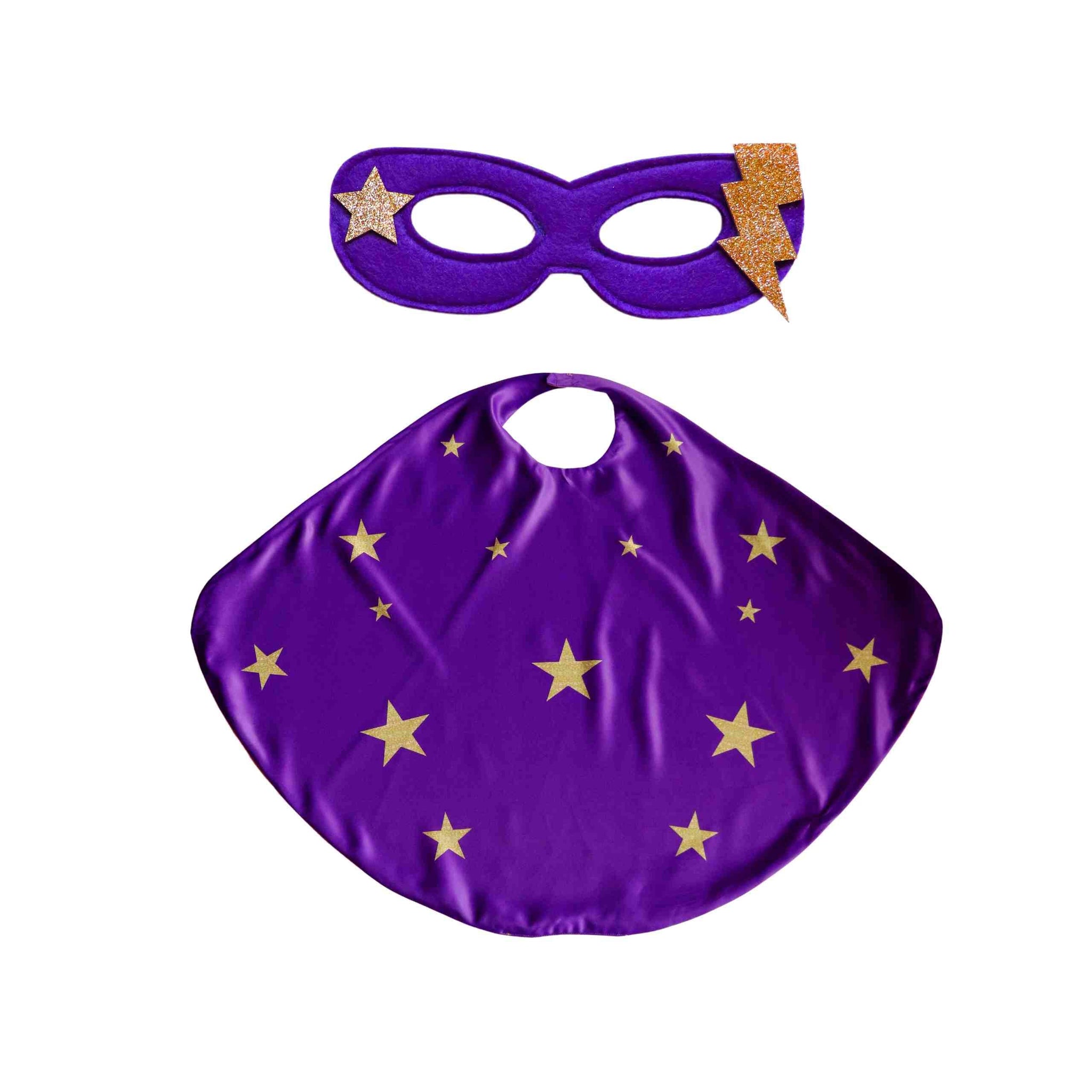 Super Hero Cape and Mask Set — Purple Star Power Costume for Kids ...