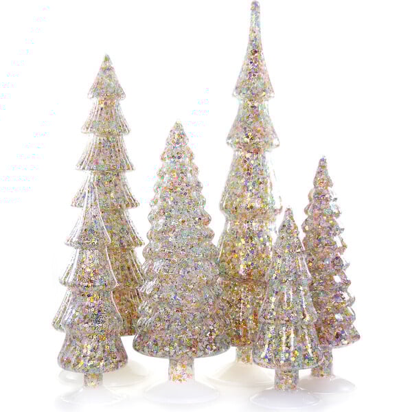 Cody Foster Confetti Trees Set Of 6 – Glittered Holiday Decor