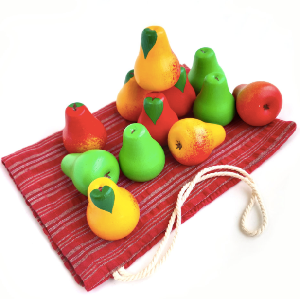 Counting Pears Toy – Wooden Set Red/Green/Yellow – PoppyBabyCo