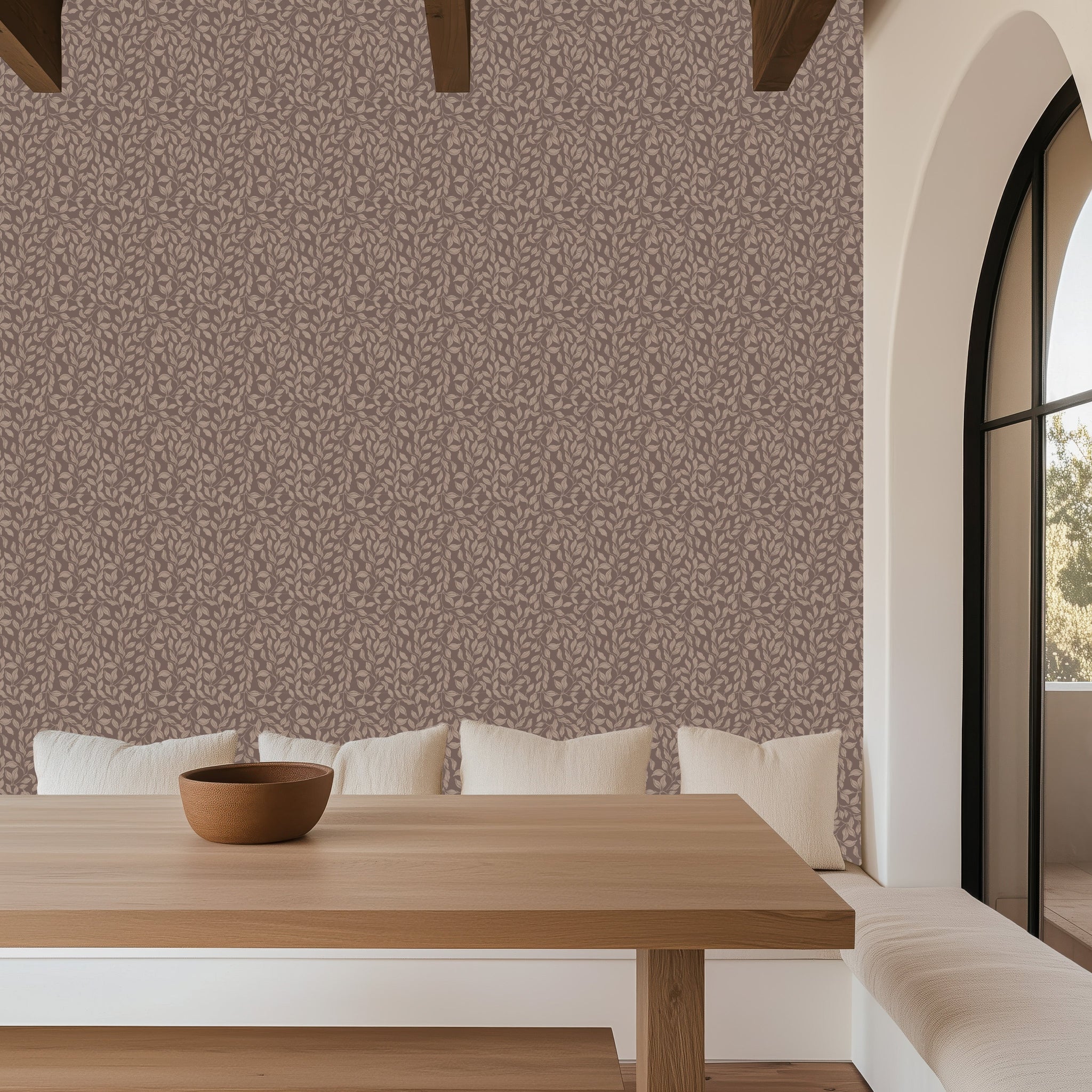 Loomwell Home Goods Waylon Wallpaper – Taupe Leaf Print