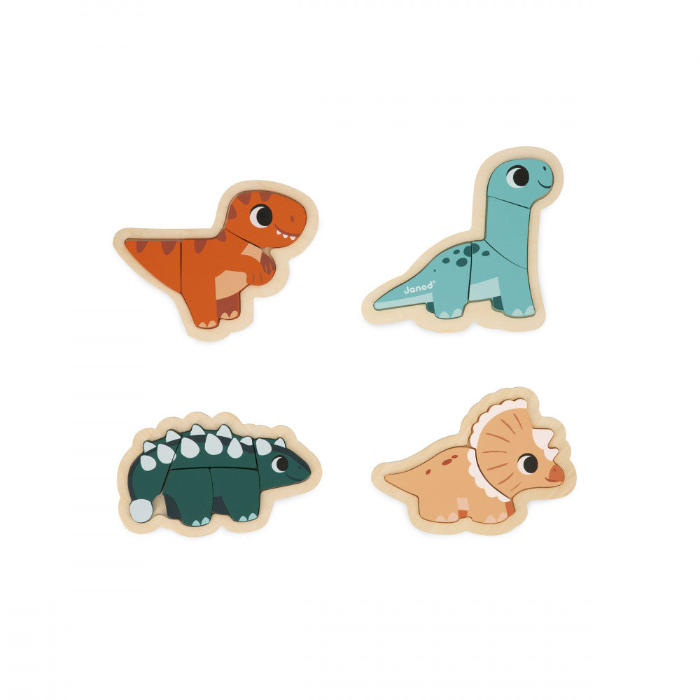 Janod Dino Wooden Progressive Puzzles for Kids