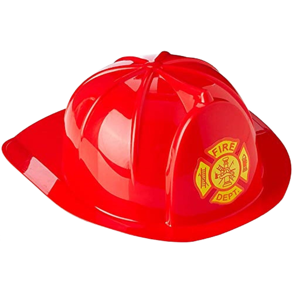 Firefighter Helmet – Red Plastic, Adult Size
