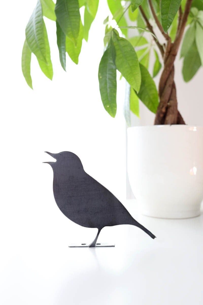 Metal Bird Statue - Singing Mockingbird / Robin by Jubilee Trading Company