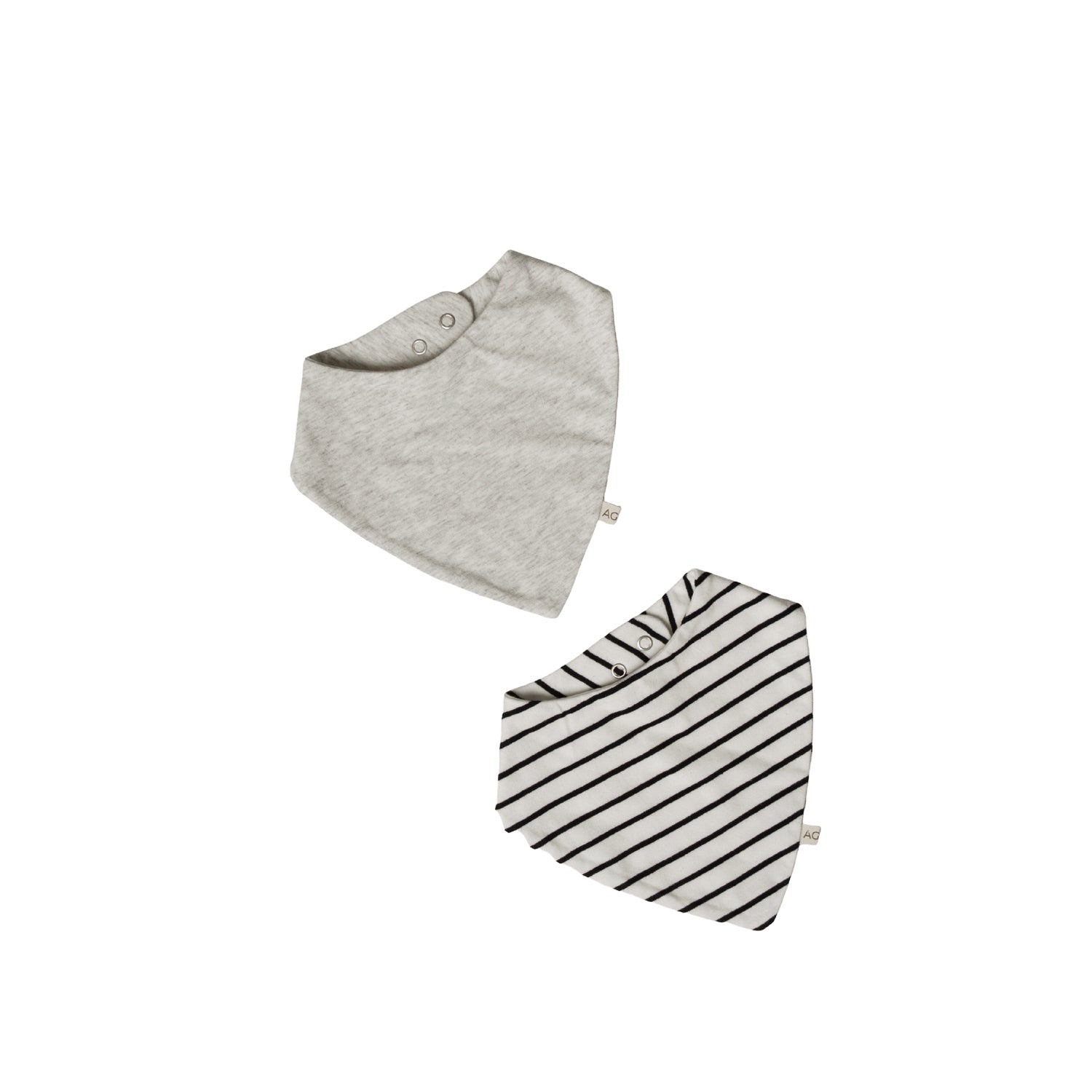Atlas Grey Baby Bibs – 2-Pack, Solid Grey and Stripe