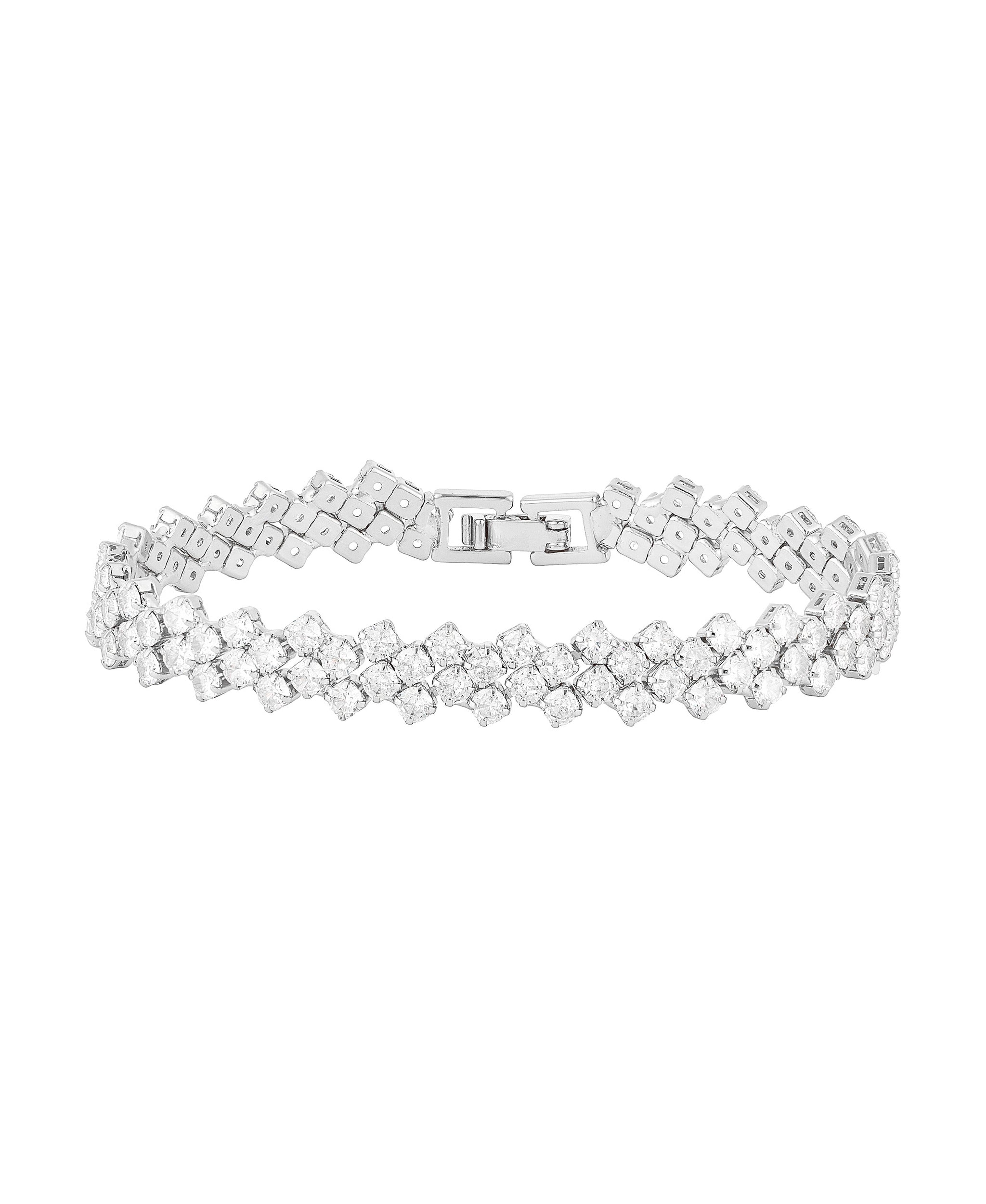 HEYMAEVE Juliet Bracelet – Silver Tone, Crystal Detail