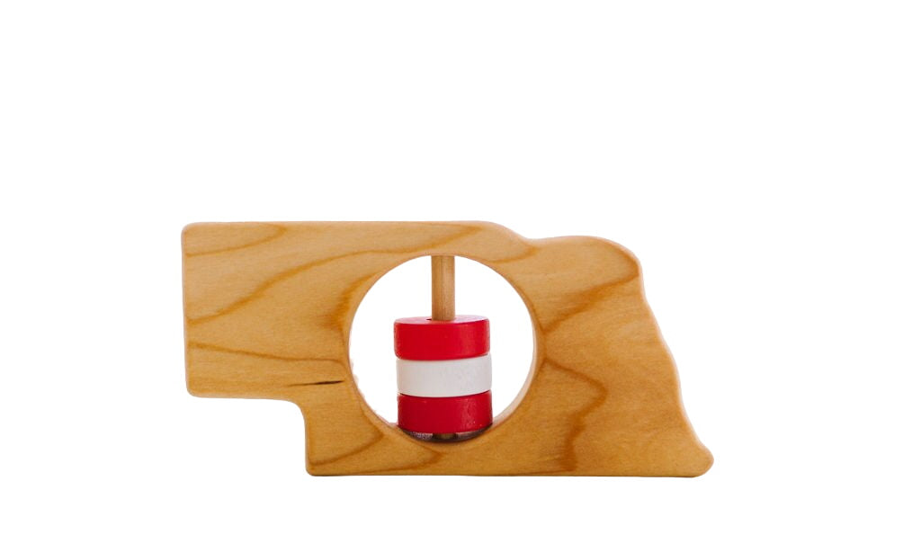 Nebraska State Wooden Baby Rattle | Bannor Toys