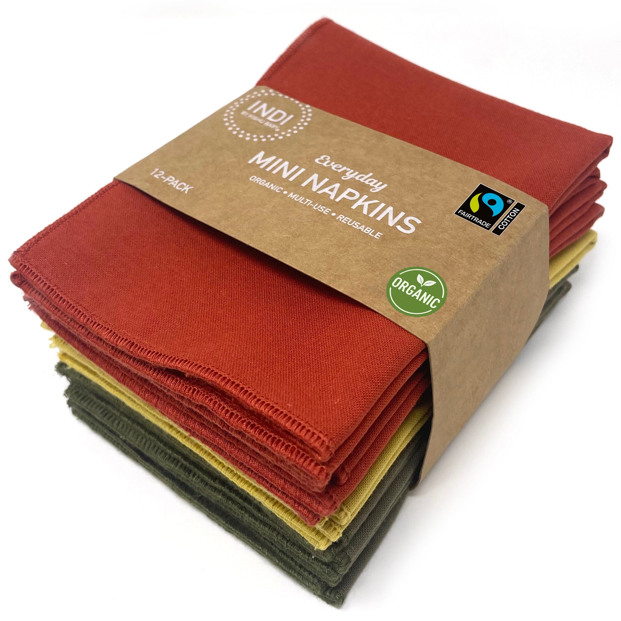 Mini Napkins 12-Pack – Organic Autumn Colors – Kishu Baby