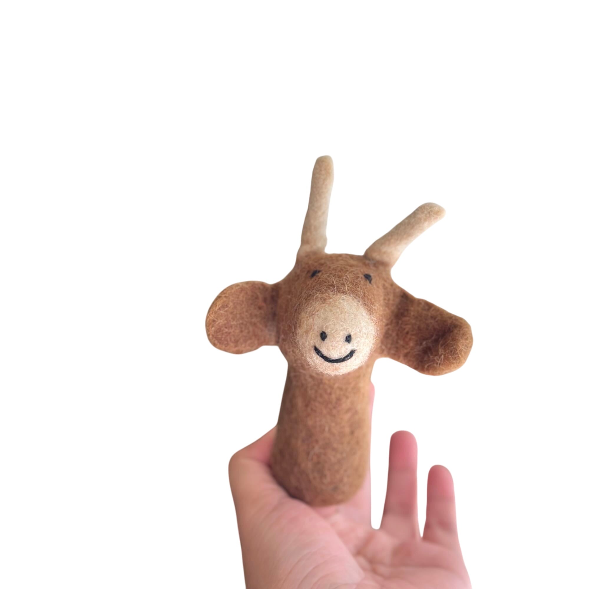 Ganapati Crafts Co. Brown Felt Ox Cow Finger Puppet