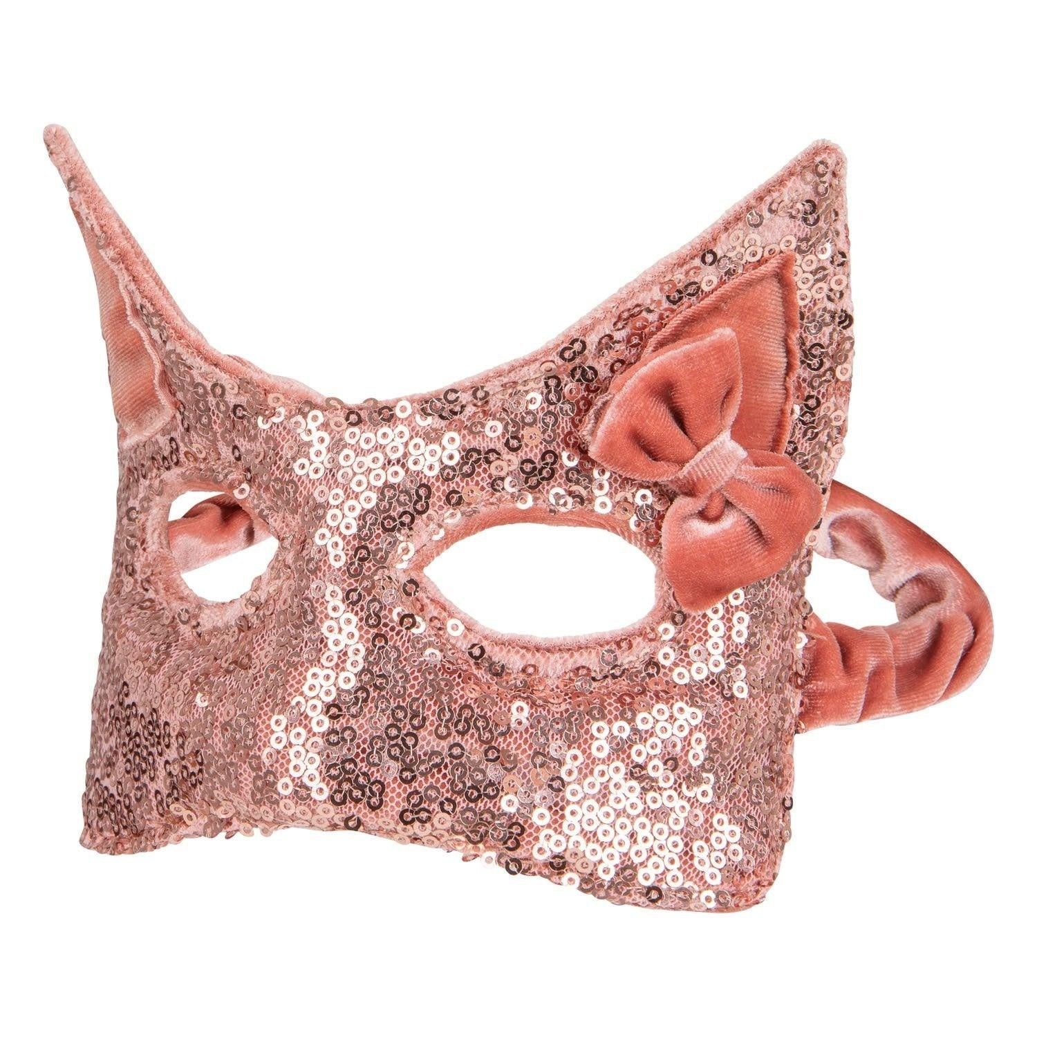 Cat Mask – Pink Sequins with Velvet Bow | Moimili