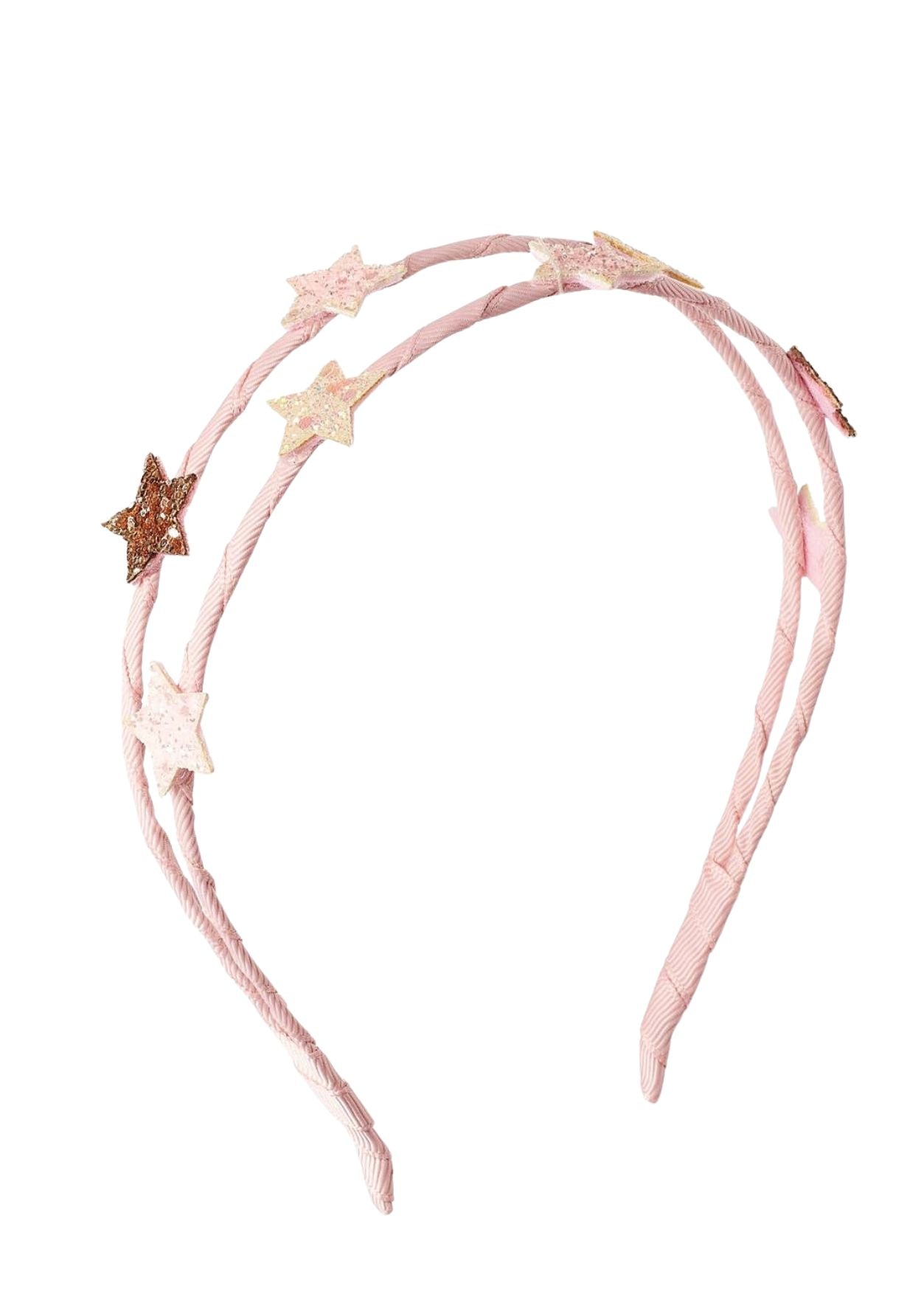 Stella Cove Double Headband – Pink Shimmer Star Embellishments