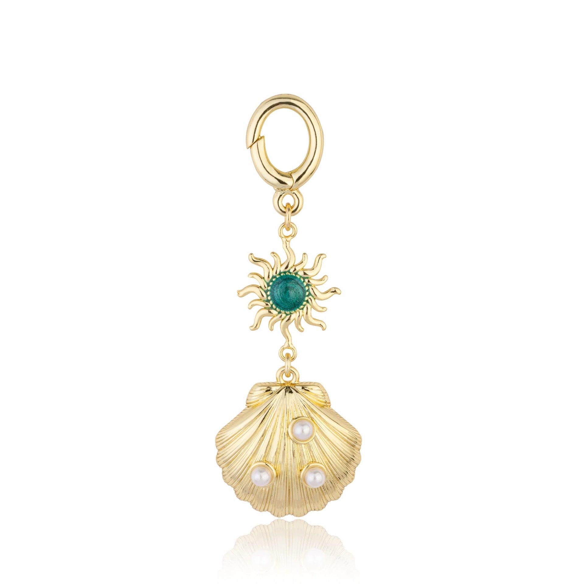 HEYMAEVE Sol Charm – Gold Sun & Pearl Shell Pendant Keychain