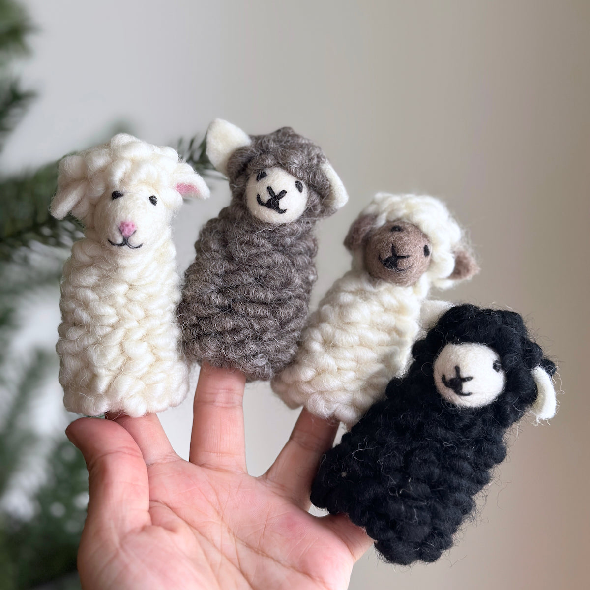 Sheep Finger Puppet Set, Felted Wool (4-Pack) – Ganapati Crafts Co.