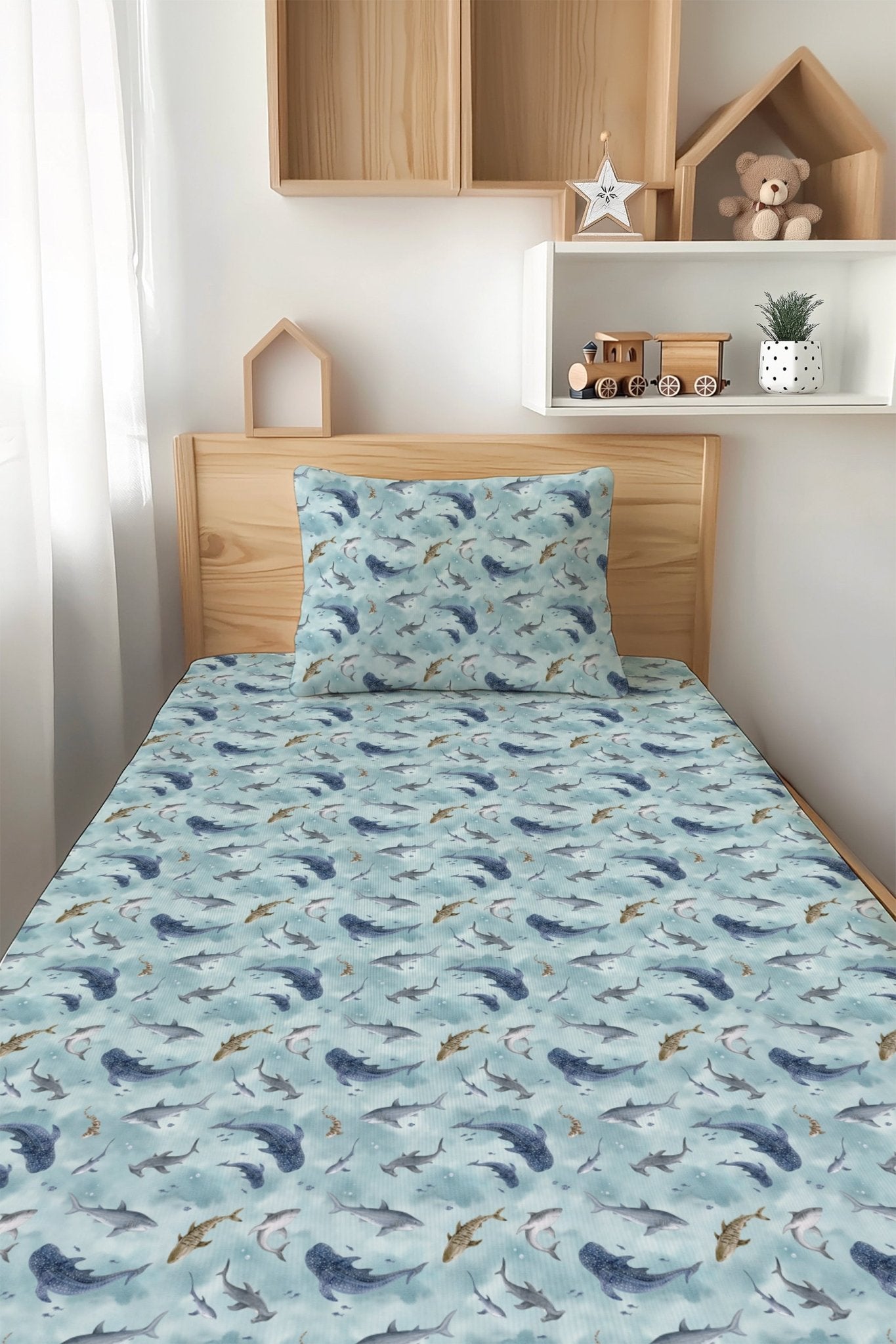 TENCEL Twin Sheet Set – Whale & Shark Print – Jammie Session
