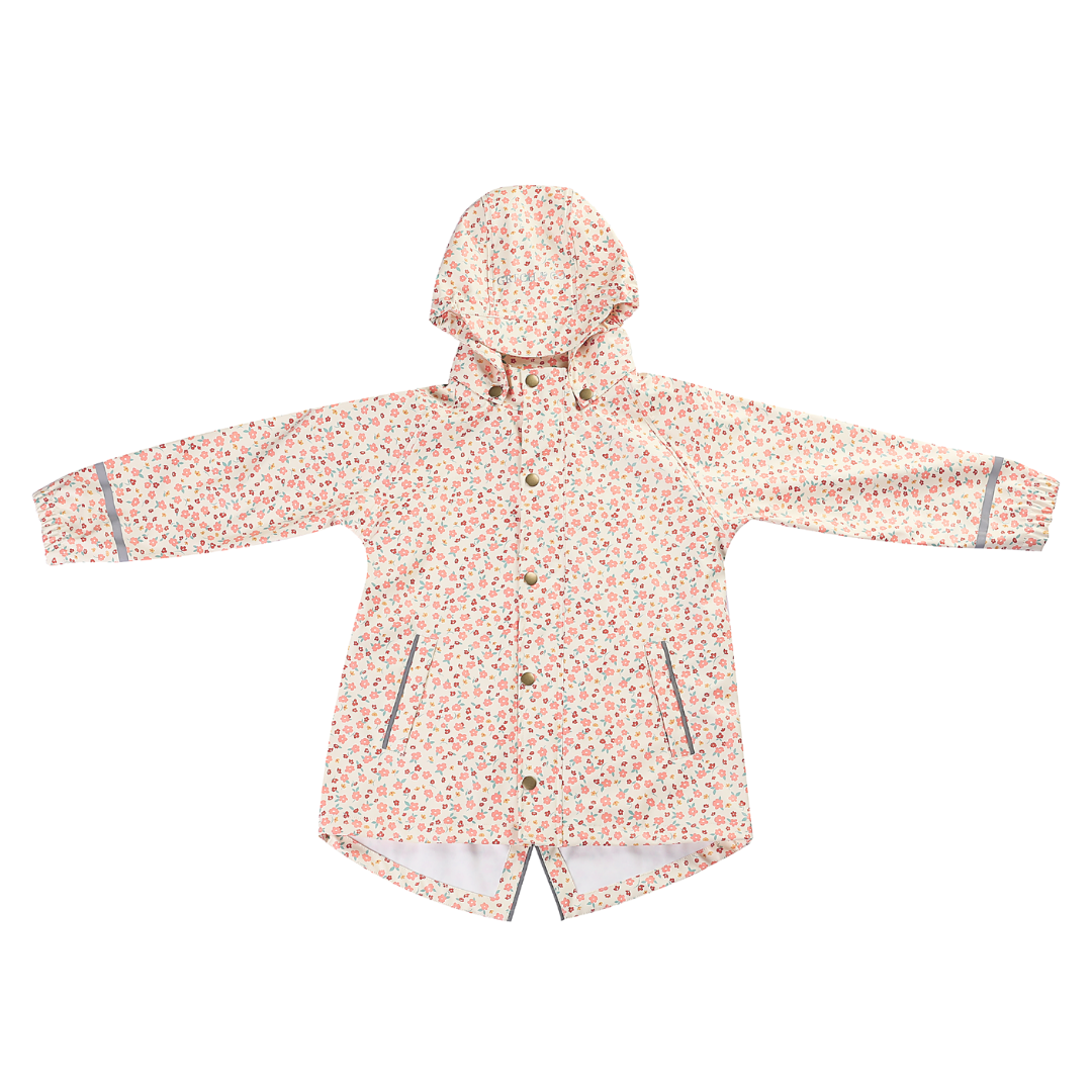 Grech & Co. Fishtail Rain Jacket – Sunset Meadow Floral Print, Hooded