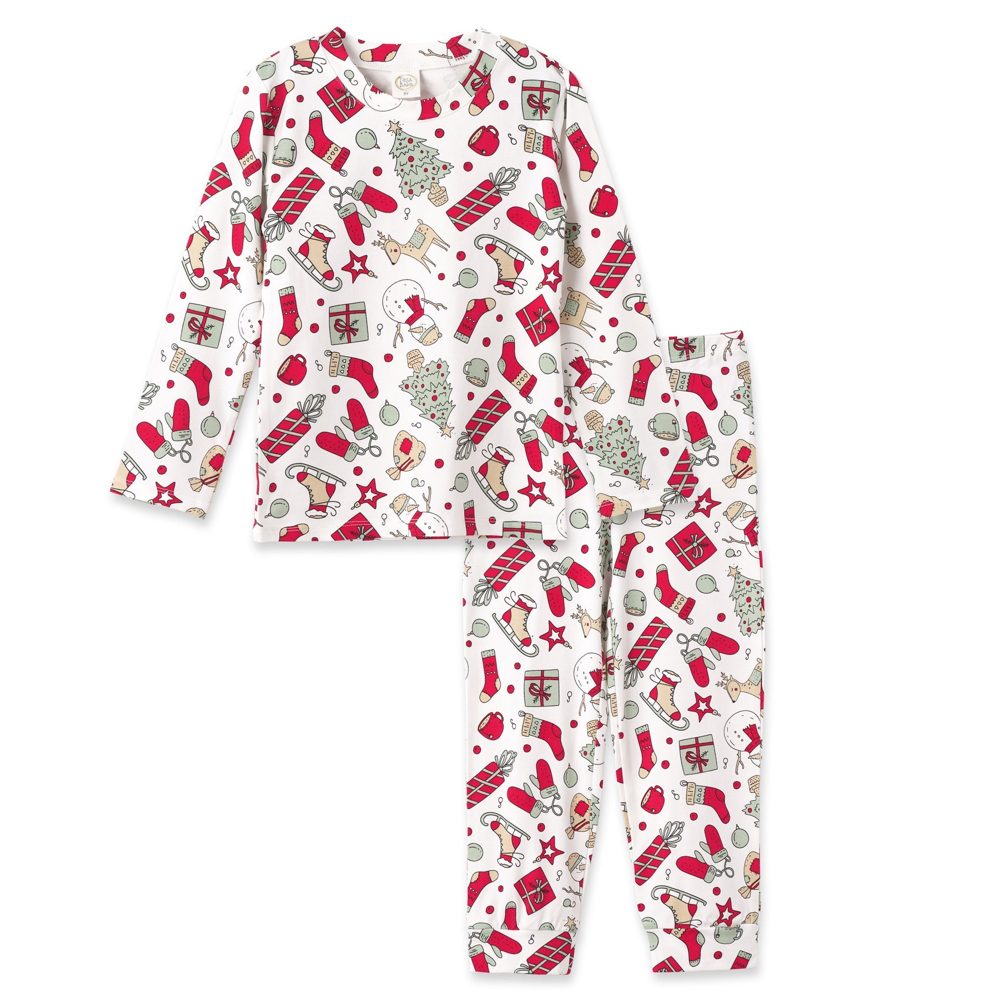 Tesa Babe Kids Bamboo Pajama Set – Christmas Print, Long Sleeve