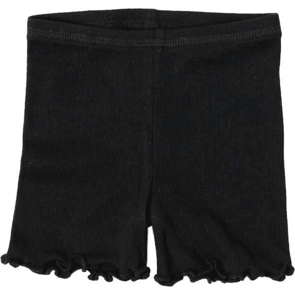 The Blake Bike Shorts – Black Ribbed Ruffle Hem – Coconut Pops