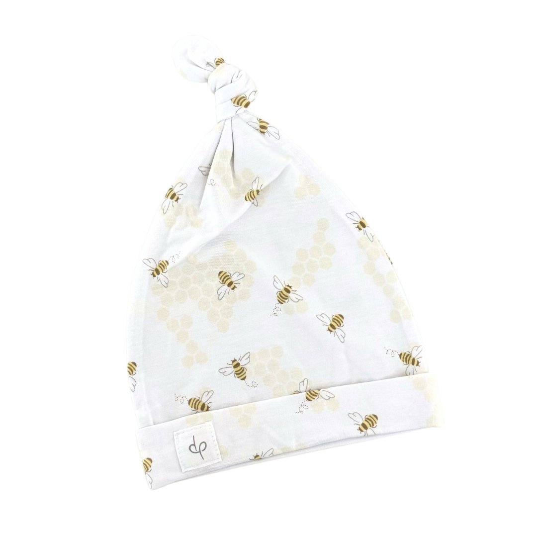 Dear Perli Top Knot Hat In Busy Bees - Baby Hat