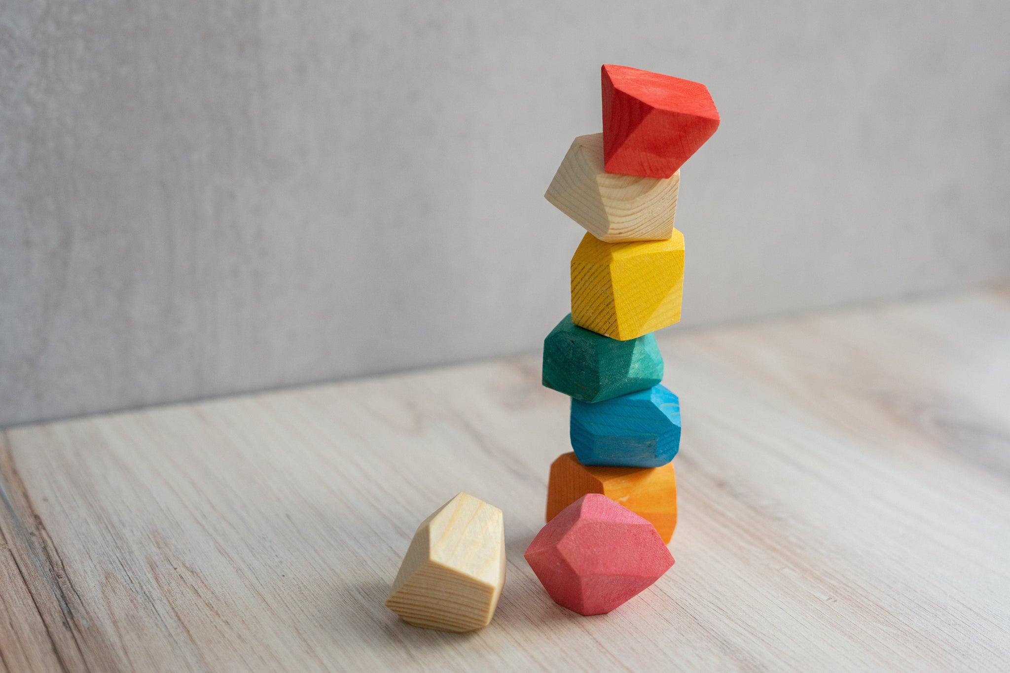 PoppyBabyCo Tumi-ishi Balancing Rock Blocks - 8 Wooden Blocks