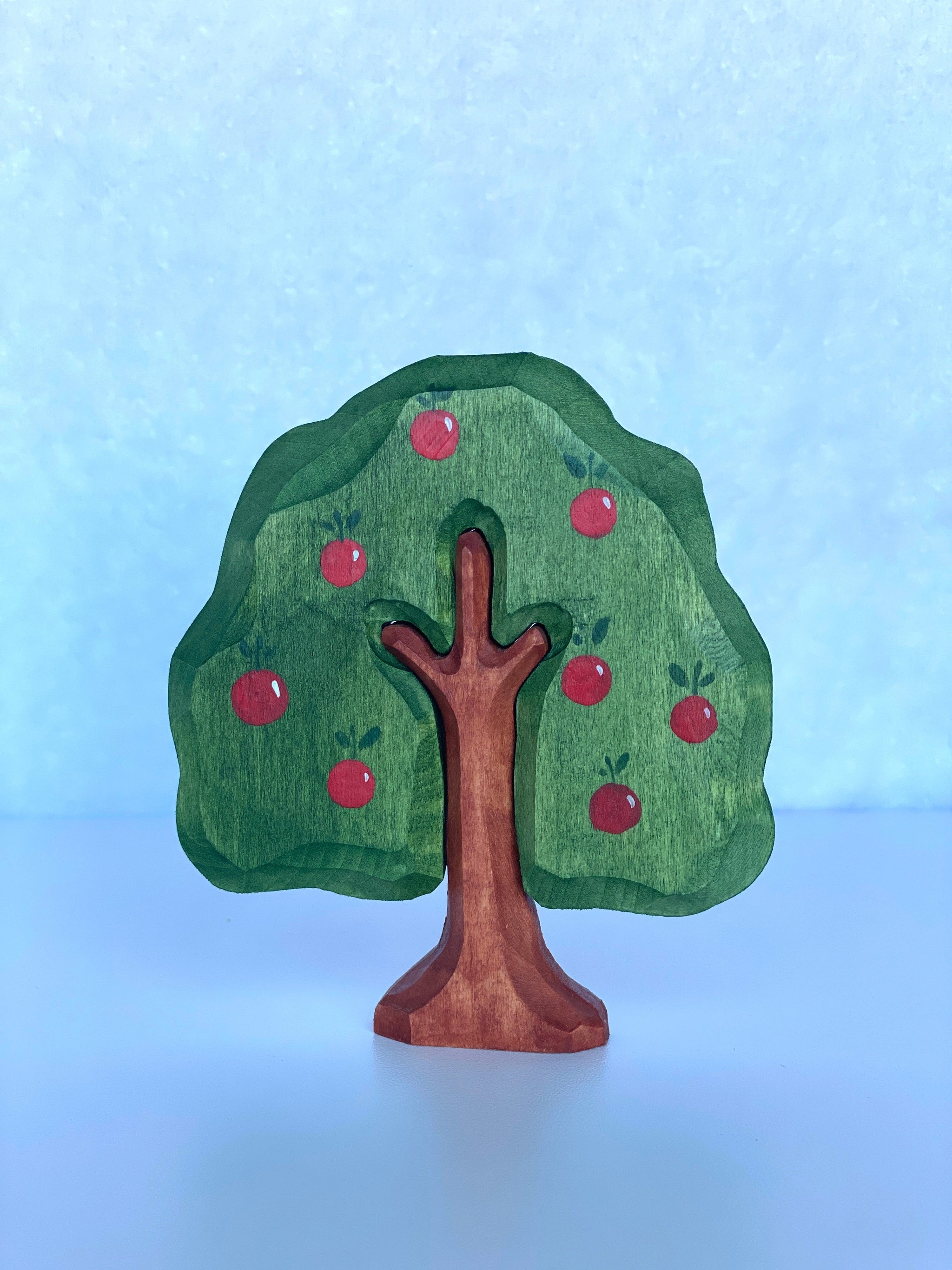 Wooden Apple Tree Toy, Carved Green Red Apple Print – PoppyBabyCo