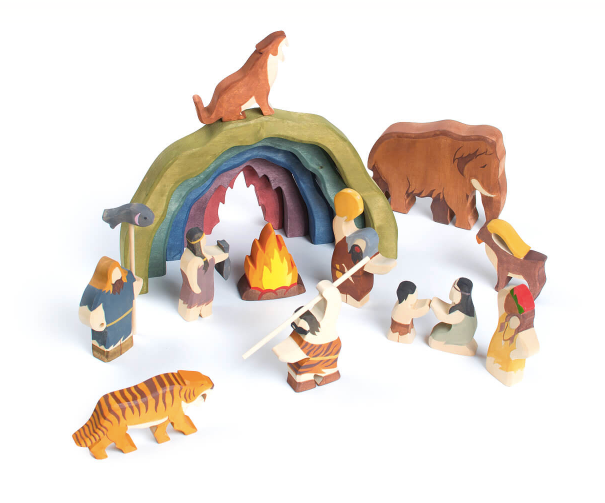 Wooden Prehistoric Toy Set Of 12 - Cave Collection