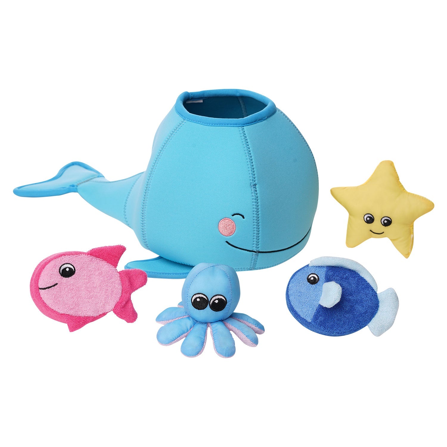 Manhattan Toy Whale Floating Fill n Spill Toy – Blue Plush Bath Set