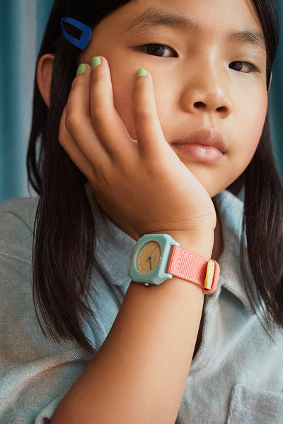 Mini Kyomo Bubble Gum Kids Watch – Pink & Yellow Strap, Mint Case