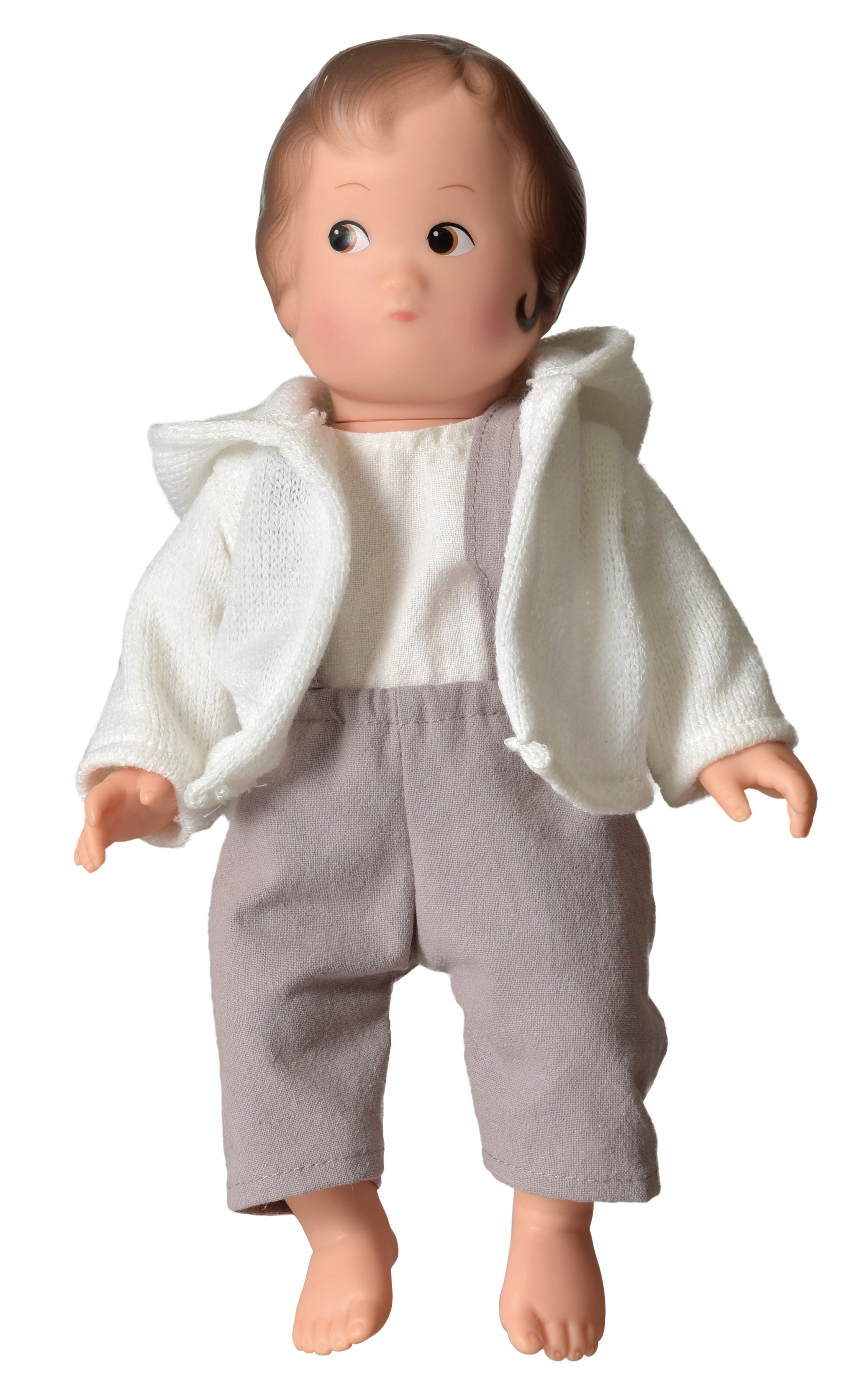 Les Petits by Egmont Gabriel Doll – Beige Overalls, White Knit Jacket