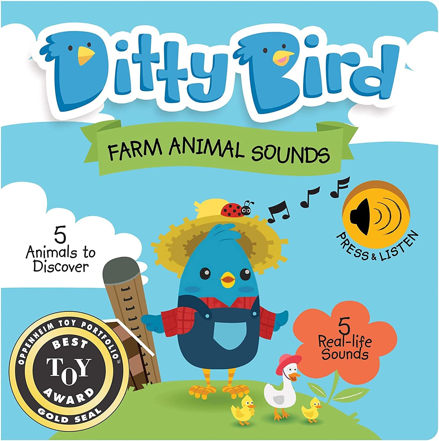 Ditty Bird Farm Animal Sounds Board Book – Interactive Sound Play