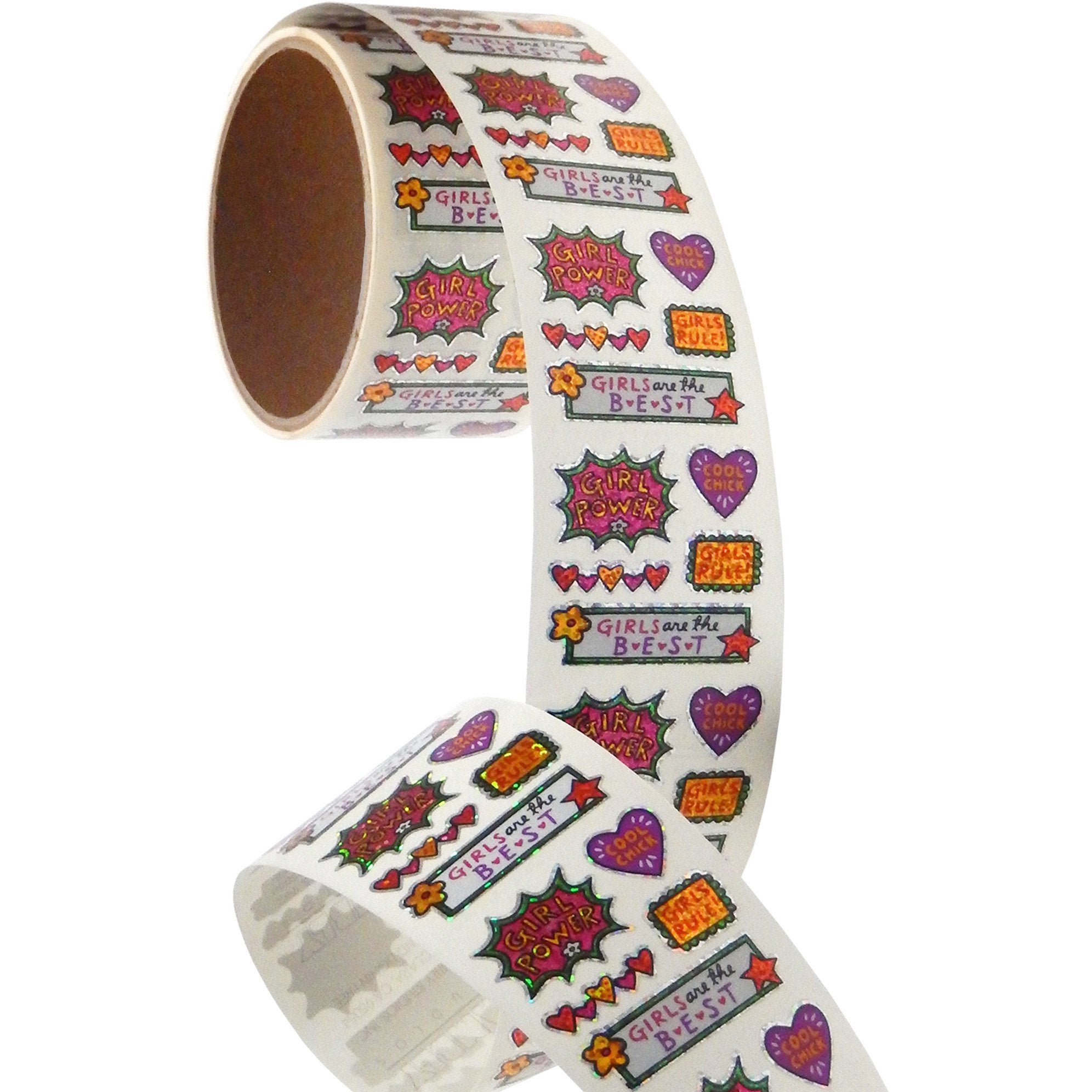 Jillson & Roberts Bulk Roll Stickers – Girl Power Prismatic Print
